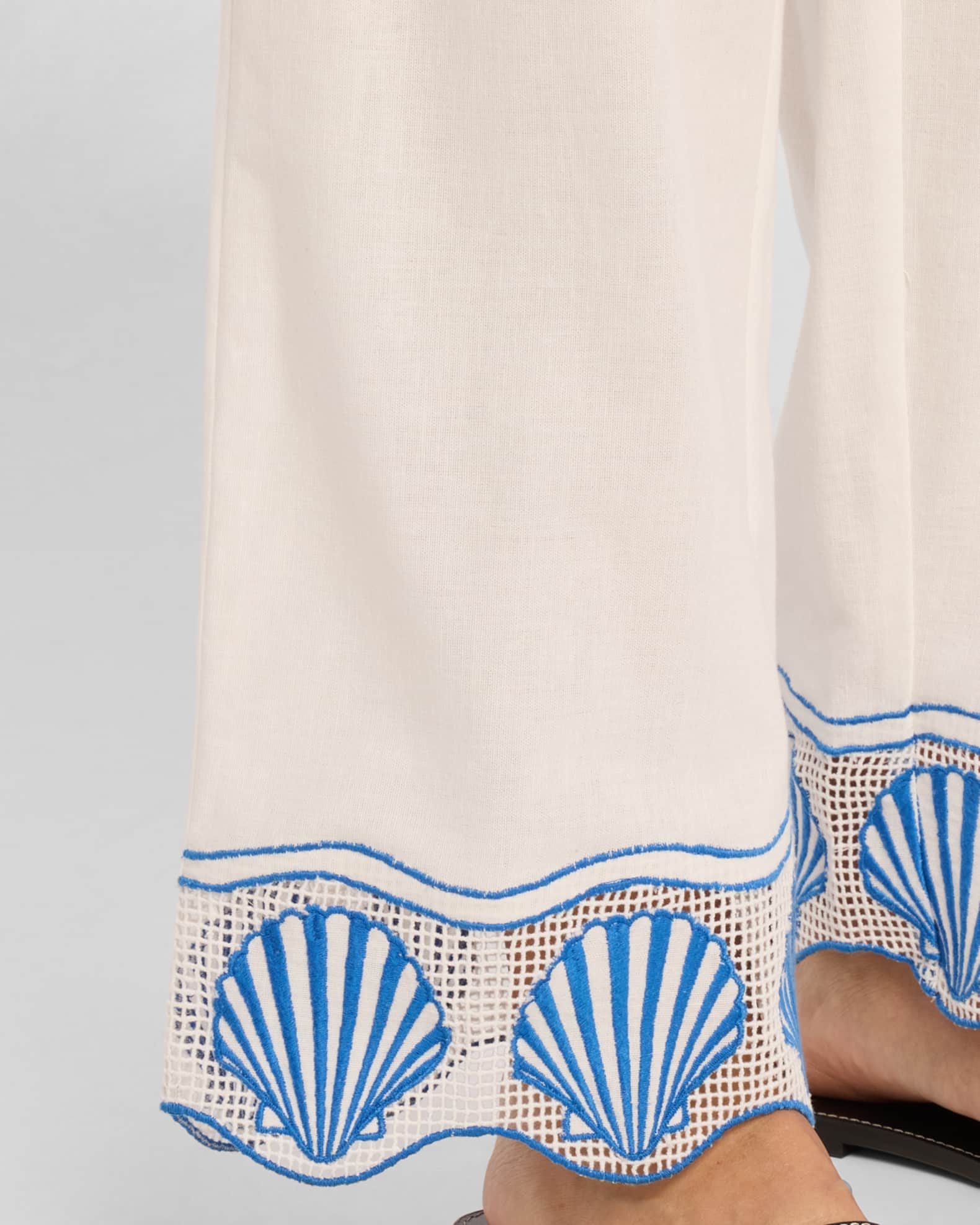 Rails Tildi Embroidered Cotton-Linen Pants | Neiman Marcus