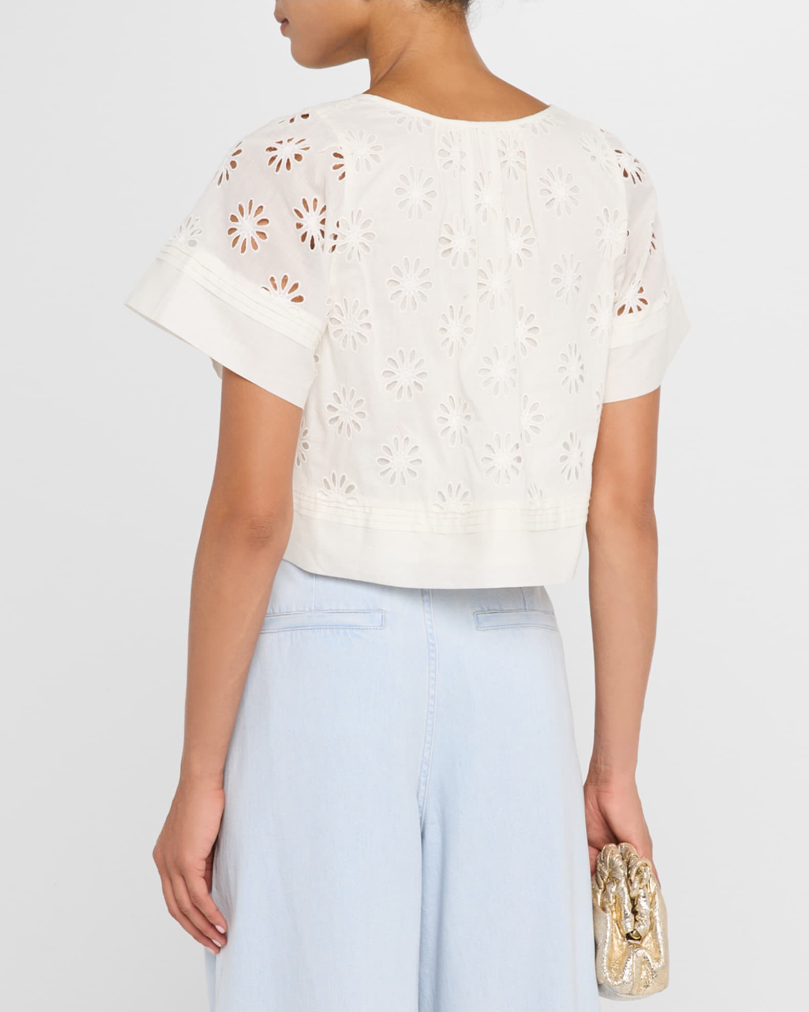 Rails Bambina Eyelet-Embroidered Cropped Blouse | Neiman Marcus