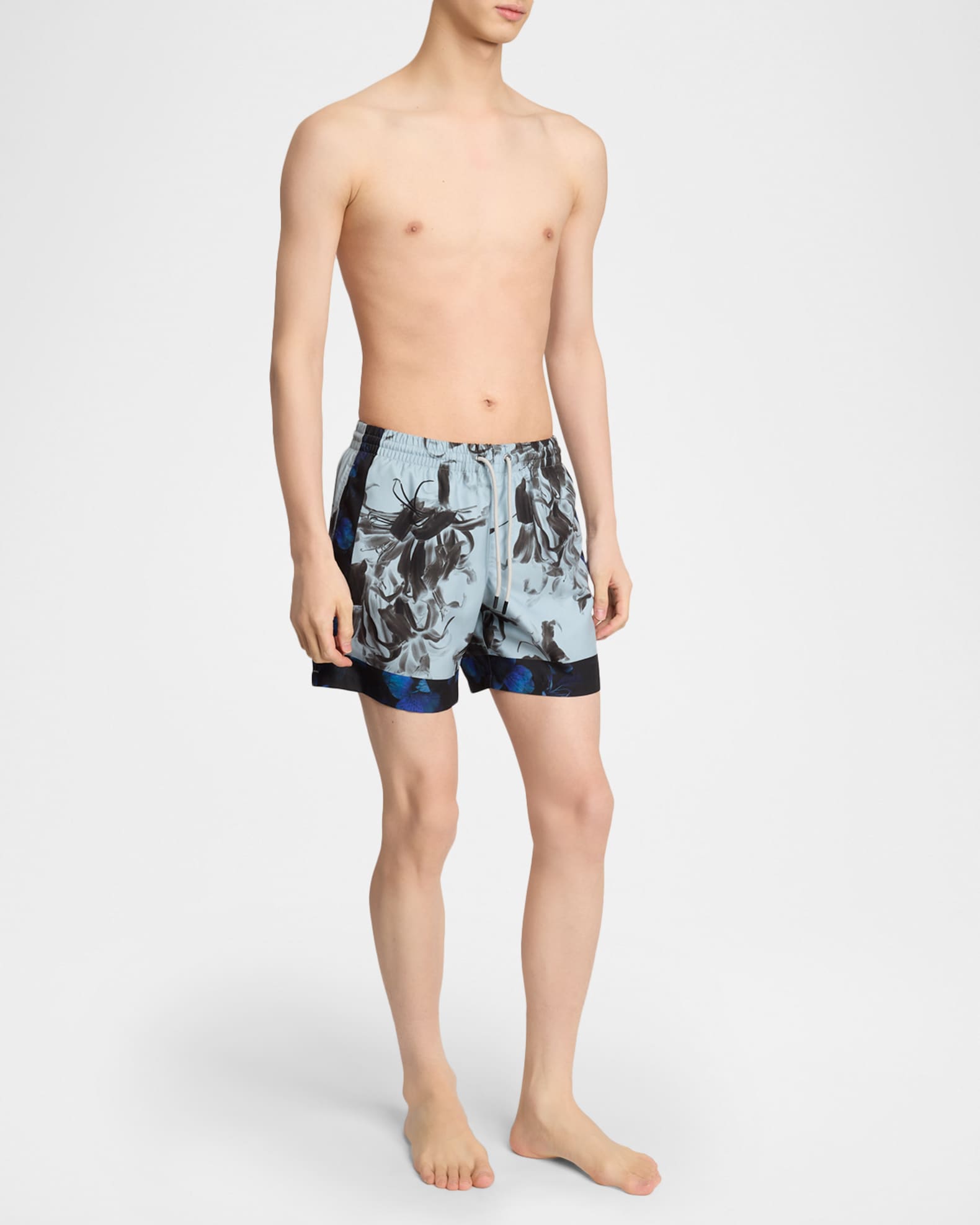 Dries Van Noten Men's Phibbs Floral Nylon Swim Shorts | Neiman Marcus