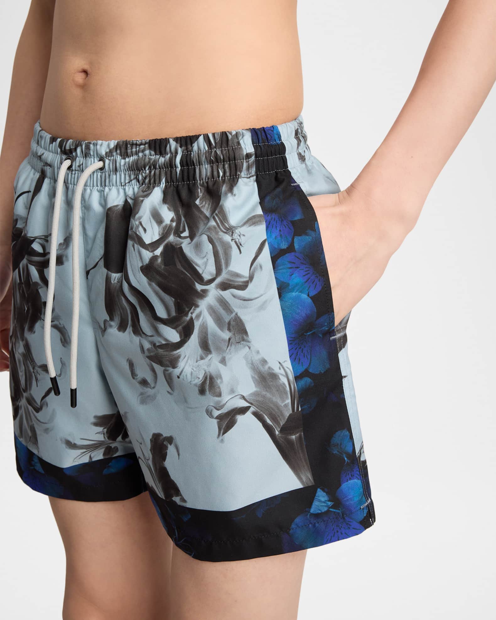 Dries Van Noten Men's Phibbs Floral Nylon Swim Shorts | Neiman Marcus
