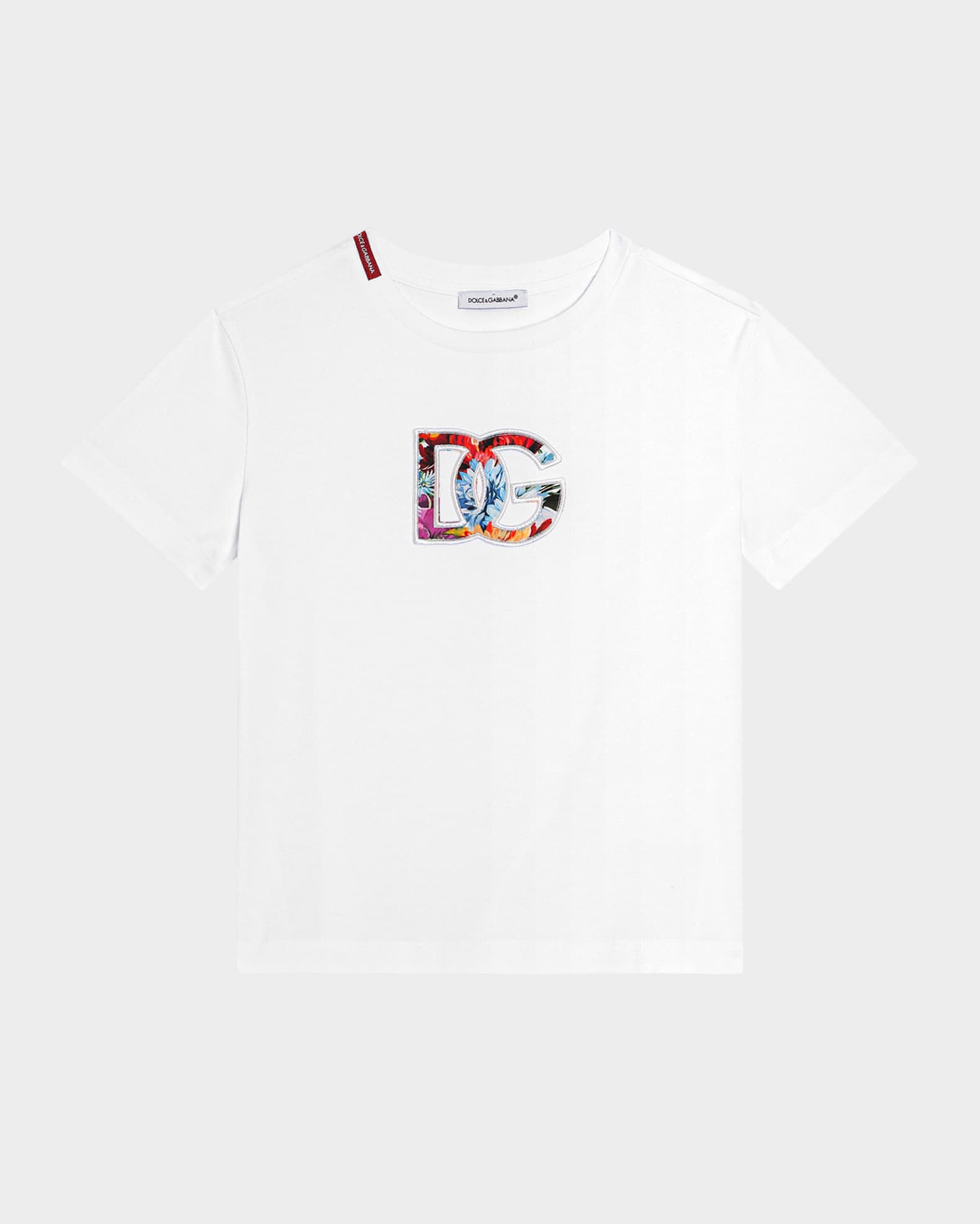 Dolce&Gabbana Girl's DG Floral Logo Cotton Jersey T-Shirt, Size 8-14 ...