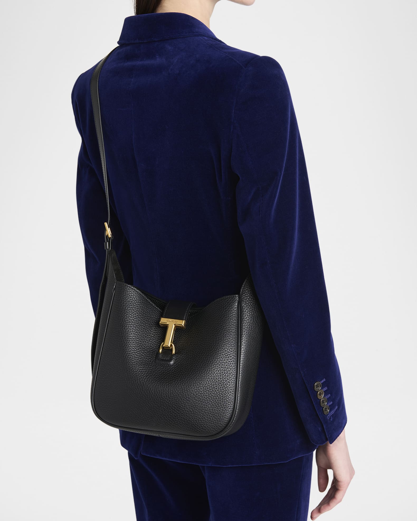 TOM FORD Monarch Small Hobo Bag in Grained Leather | Neiman Marcus