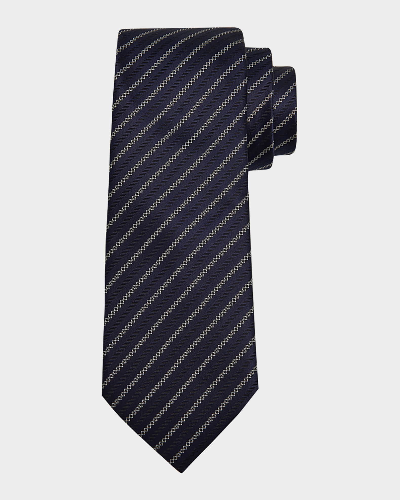ZEGNA Men's Satin Diagonal Stripe Silk Tie | Neiman Marcus