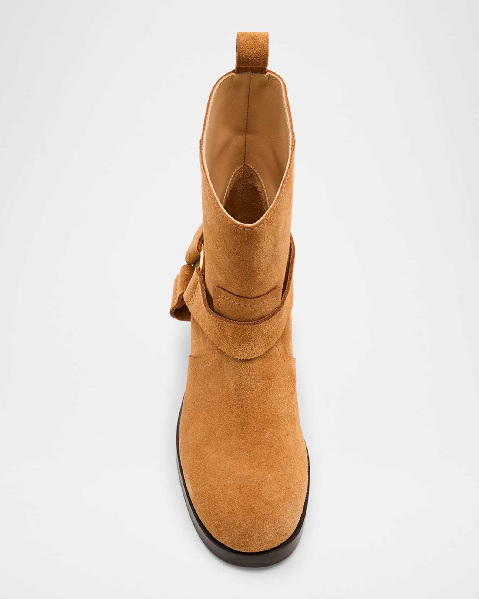 Odissi Hailey Suede Harness Moto Booties | Neiman Marcus