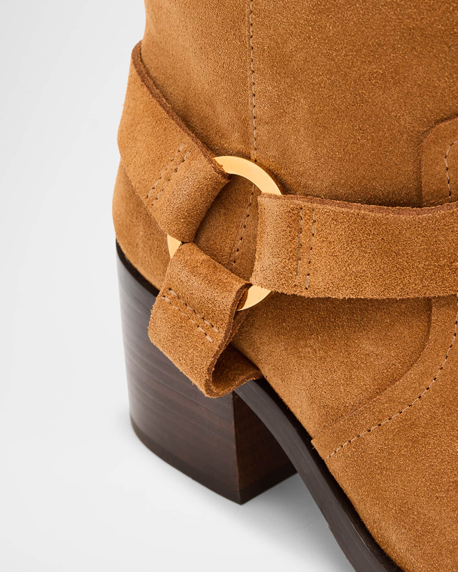 Odissi Hailey Suede Harness Moto Booties | Neiman Marcus