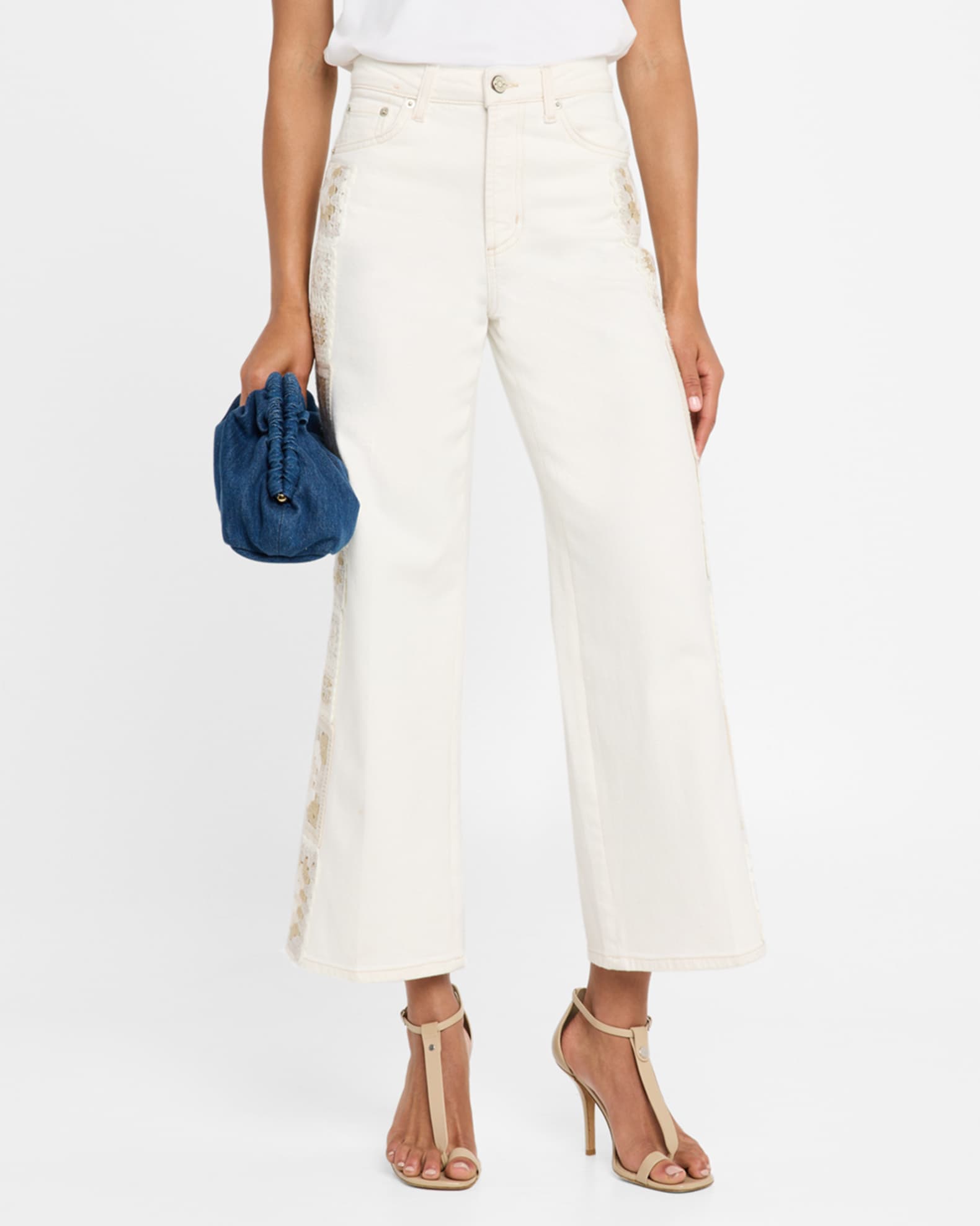Rails Getty Crochet-Trim Cropped Jeans | Neiman Marcus