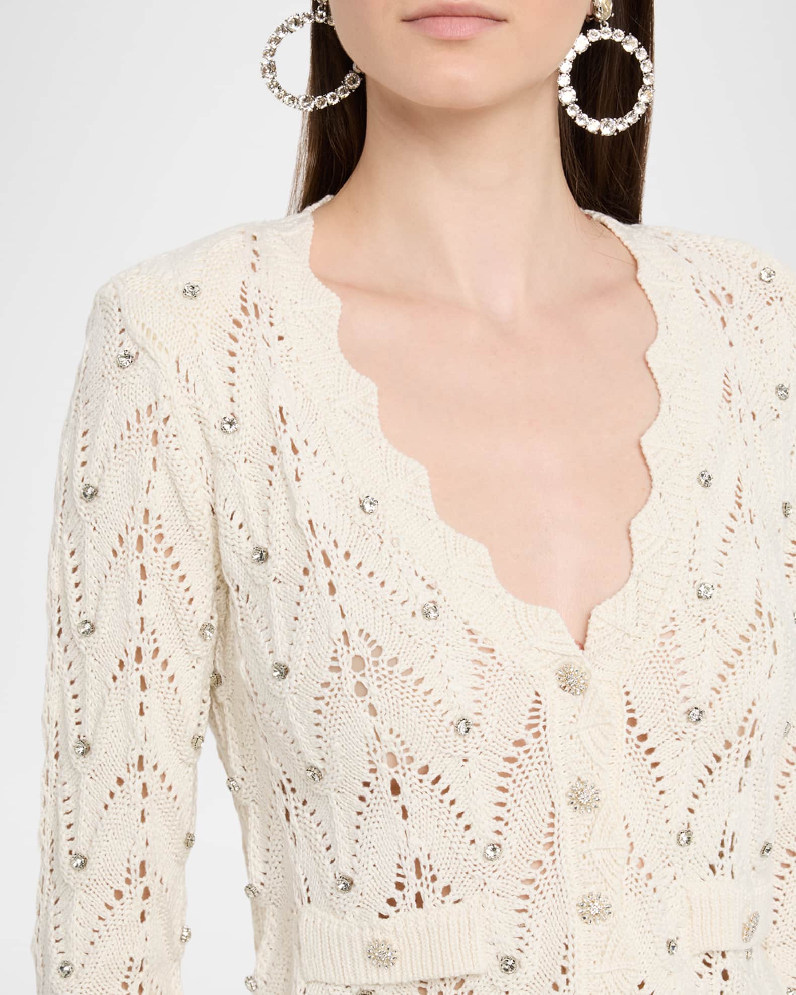 Generation Love Blake Embellished Pointelle Cardigan | Neiman Marcus