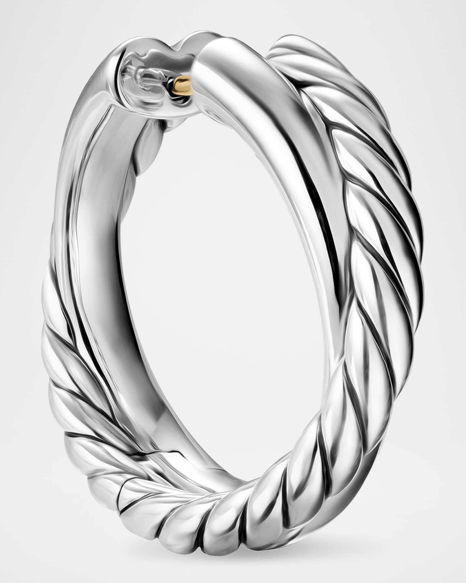 David Yurman Crossover 2 Row Hoop Earrings in Silver, 22mm | Neiman Marcus