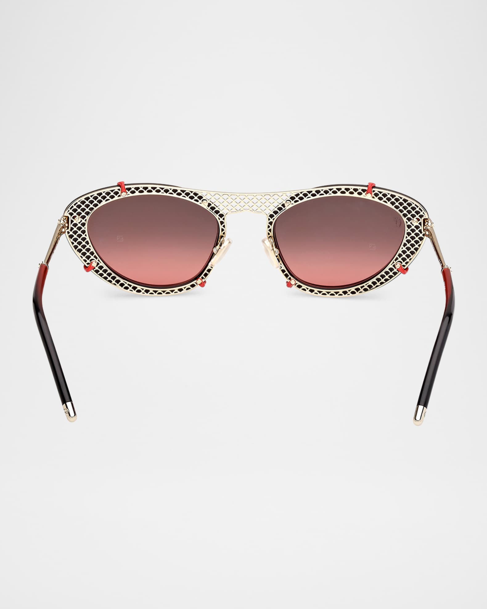 Christian Louboutin Miss Z Spiked Oval Acetate Sunglasses | Neiman Marcus