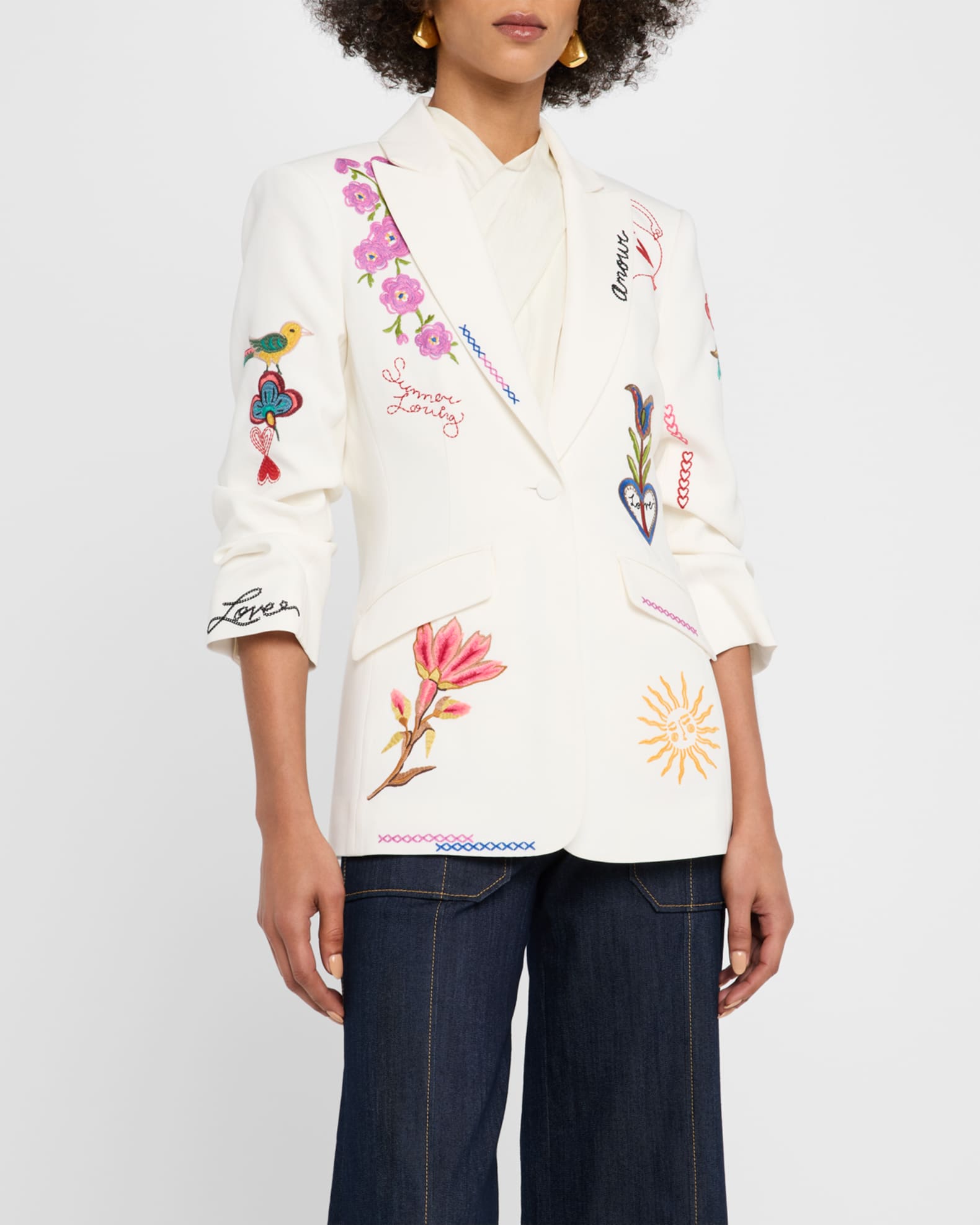 Cinq a Sept Cheyenne Scrunched Summer Love Blazer | Neiman Marcus