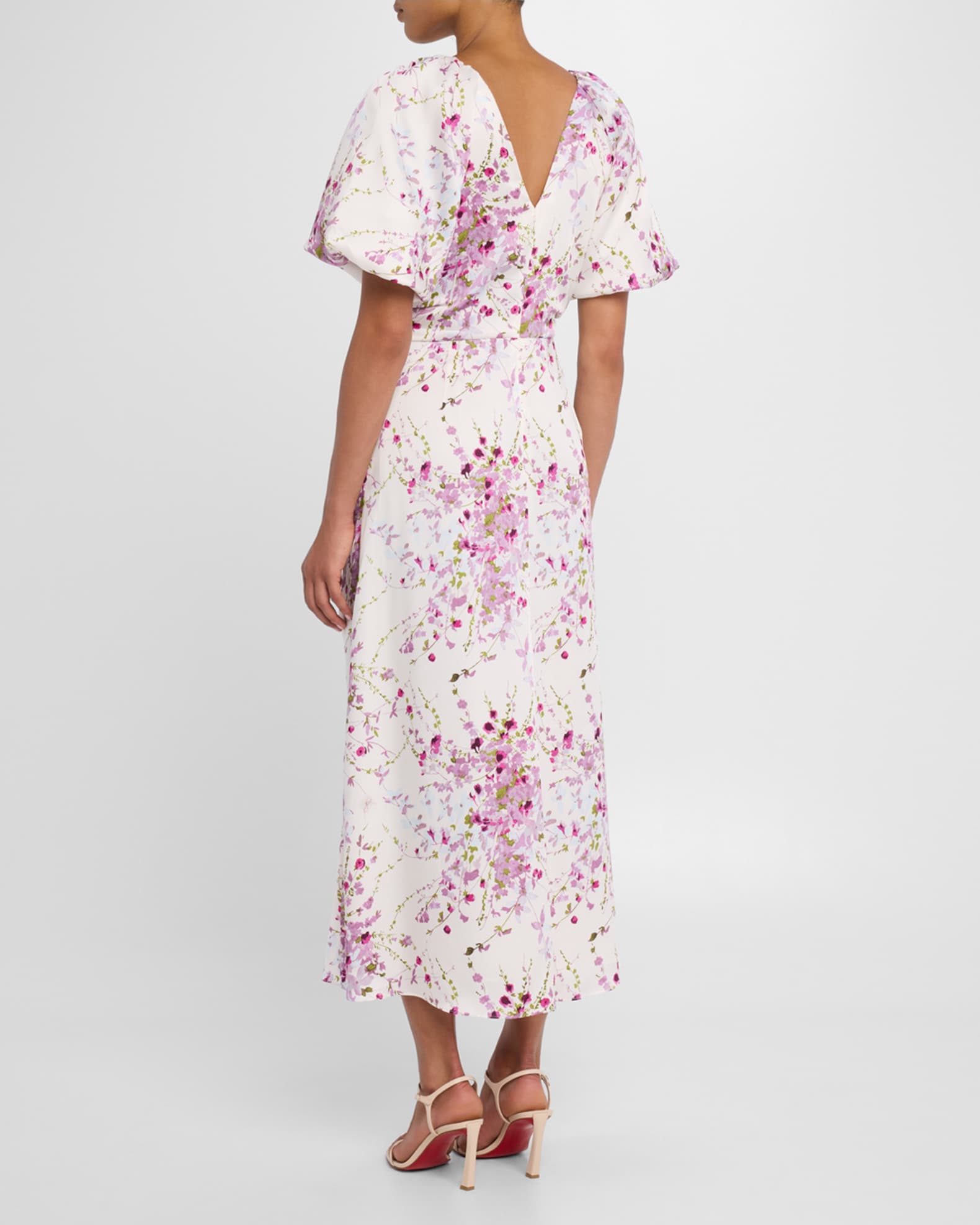 Cinq a Sept Brenton Puff-Sleeve Midsummer Bloom Dress | Neiman Marcus