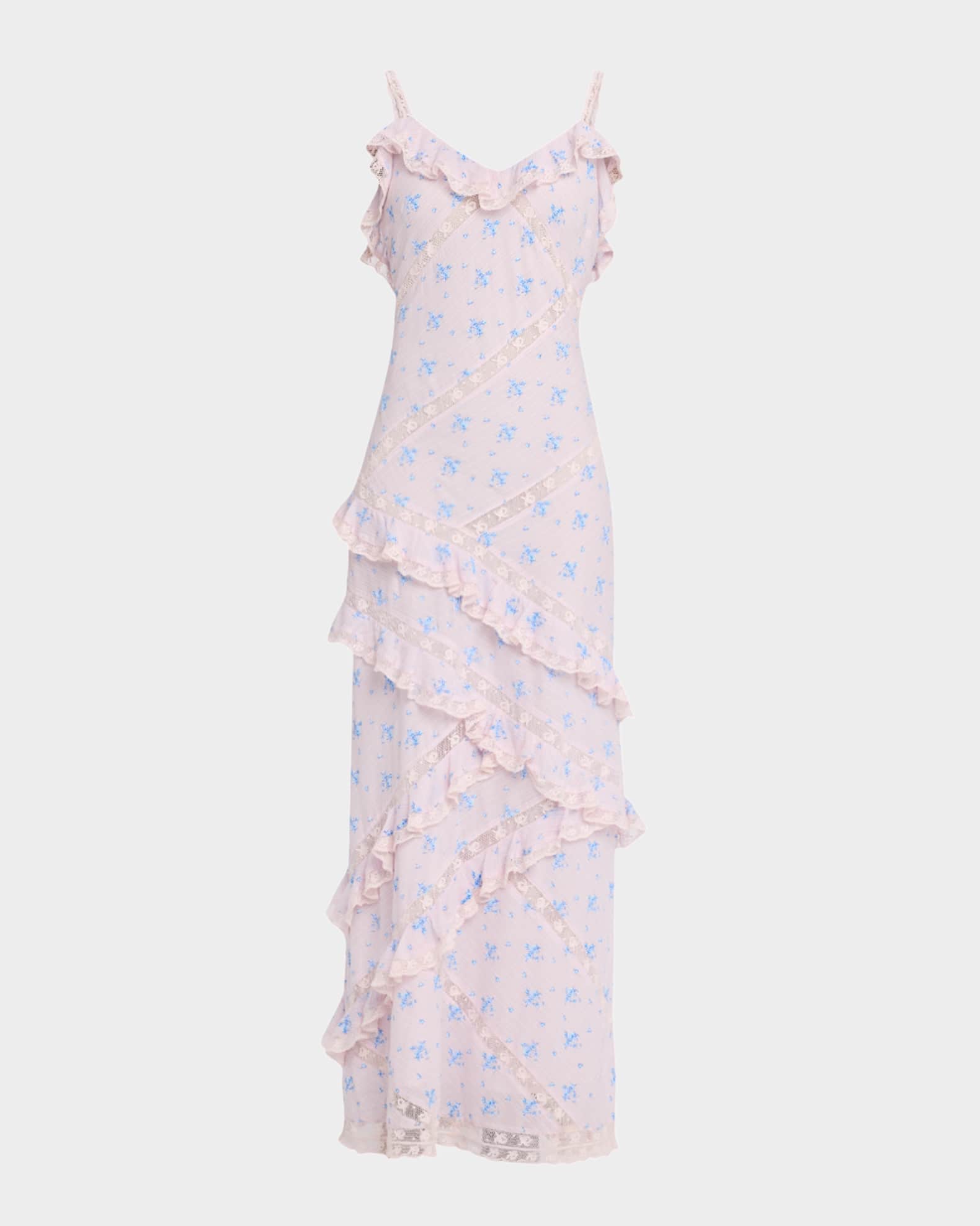 LoveShackFancy Nocelle Floral Cotton Ruffle Maxi Dress | Neiman Marcus