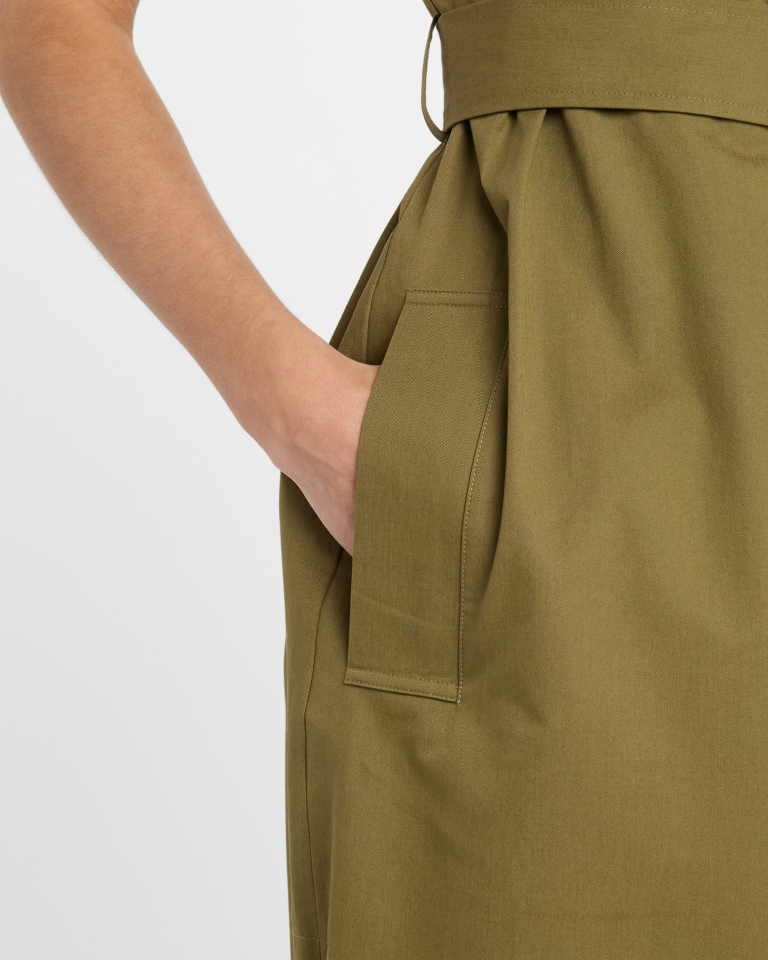 ARGENT Belted Cap-Sleeve Cotton Twill Midi Shirtdress | Neiman Marcus