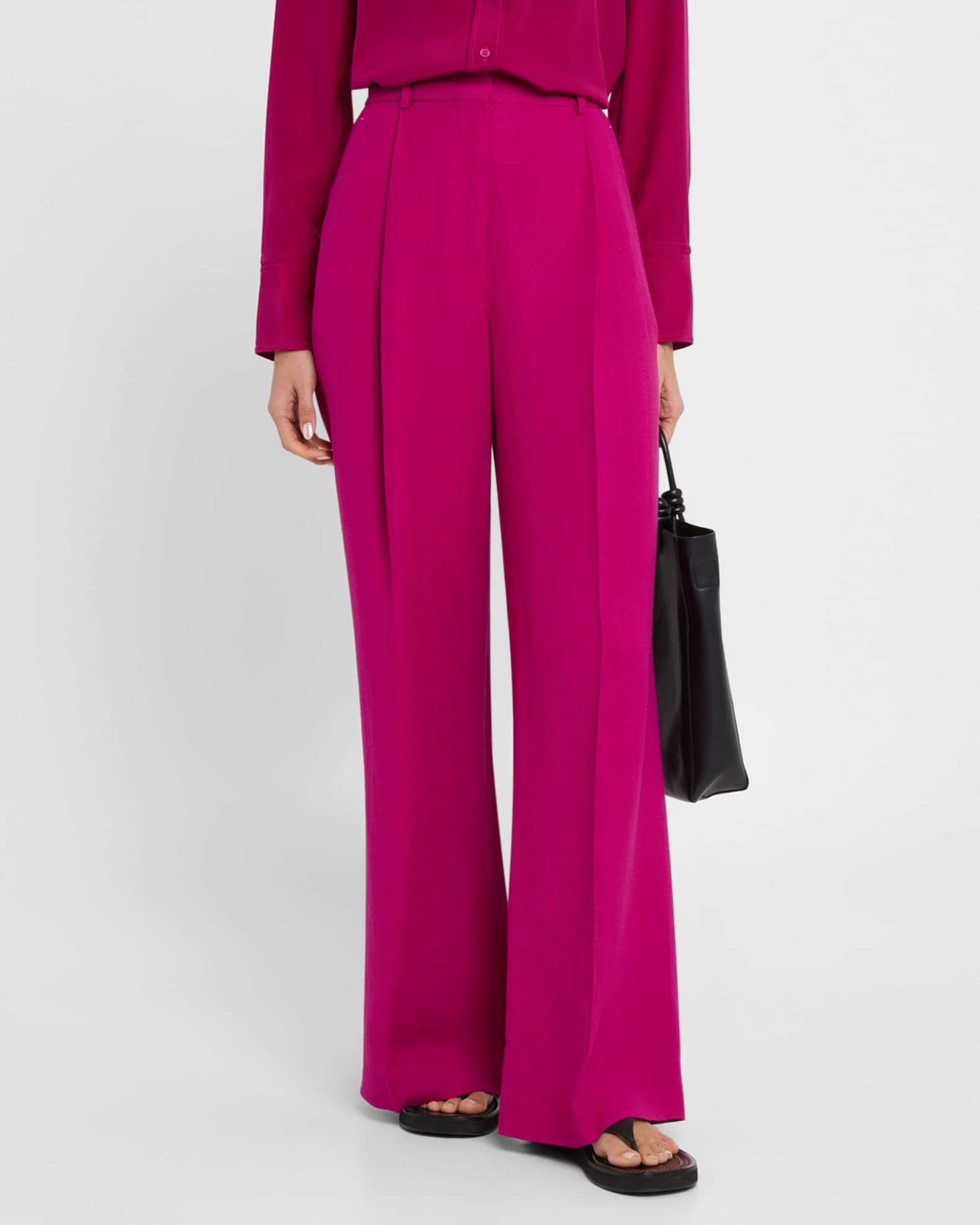 ARGENT Pleated High-Rise Twill Trousers | Neiman Marcus