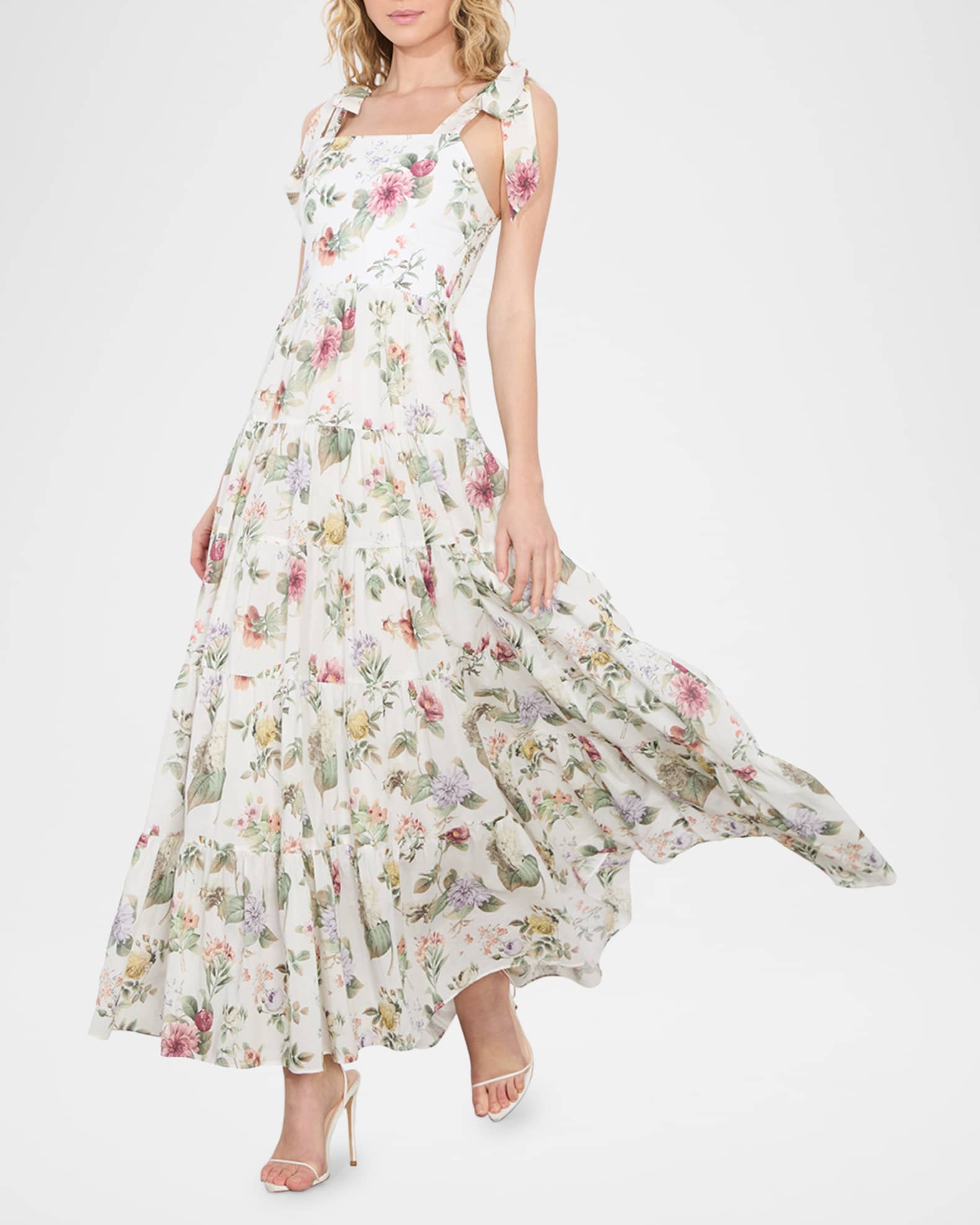 Alice + Olivia Sweet Nothings Monnie Tie-Strap Tiered Maxi Dress ...