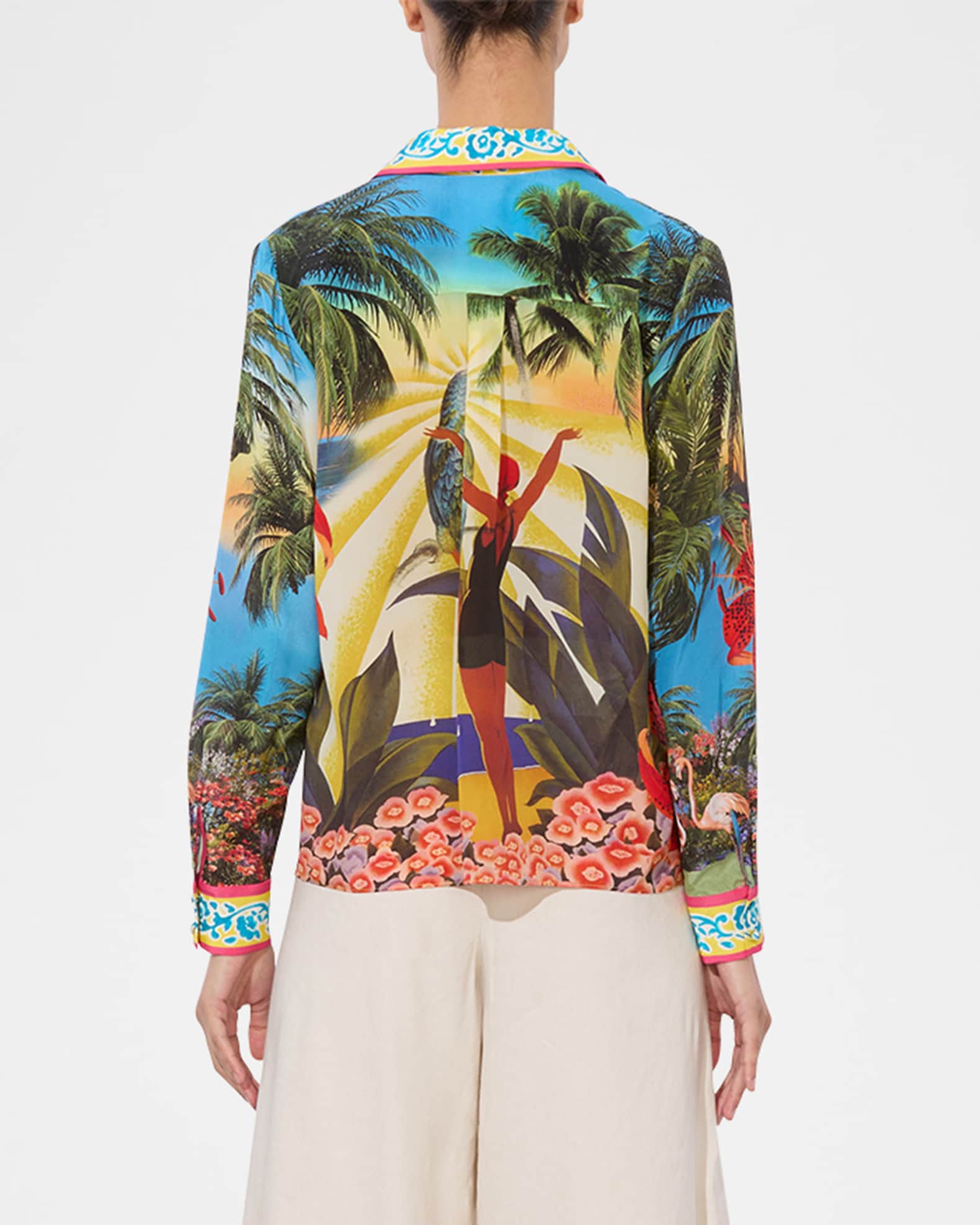 Alice + Olivia Island Dreams Willa Placket Top | Neiman Marcus