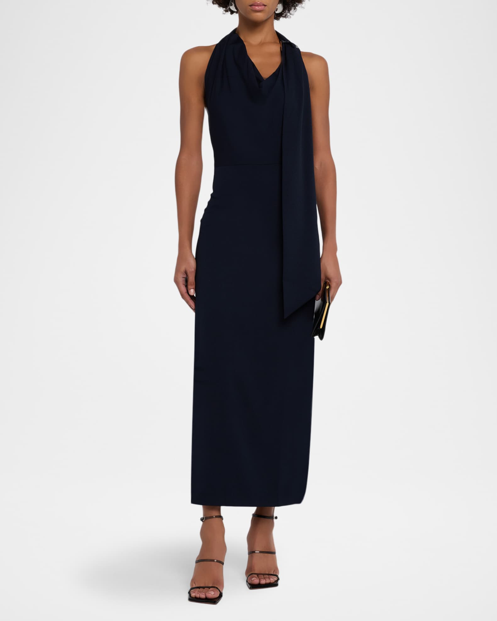 Wynn Hamlyn Catherine Buckle Halter Maxi Dress | Neiman Marcus