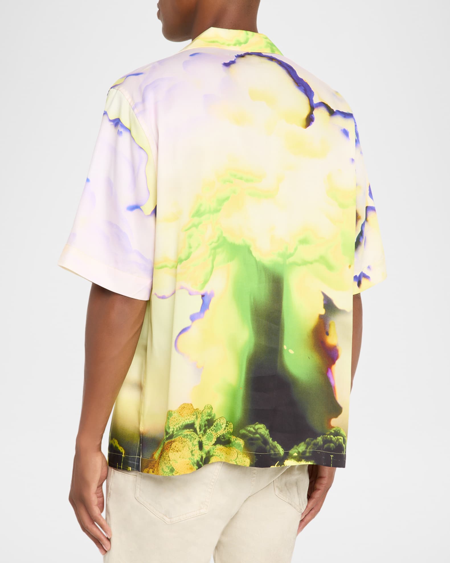 PURPLE Men's Lyocell Relaxed Fit Logo Camp Shirt | Neiman Marcus