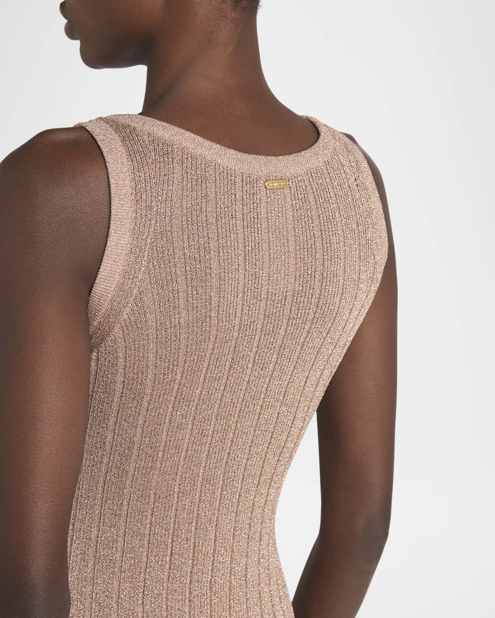 TOM FORD Metallic Rib Knit Sleeveless Midi Dress | Neiman Marcus