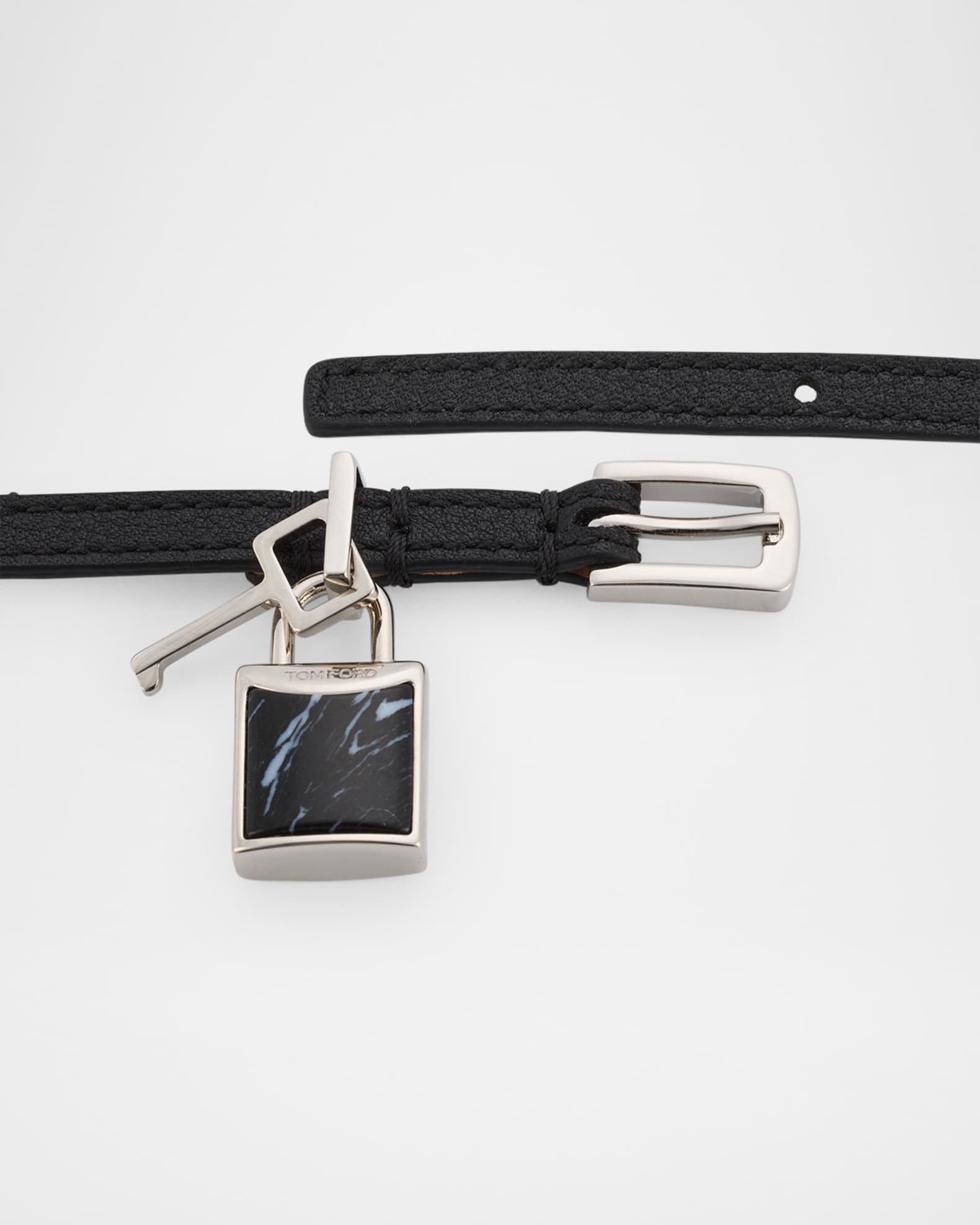 TOM FORD Stone Lock Leather Wrap Bracelet | Neiman Marcus