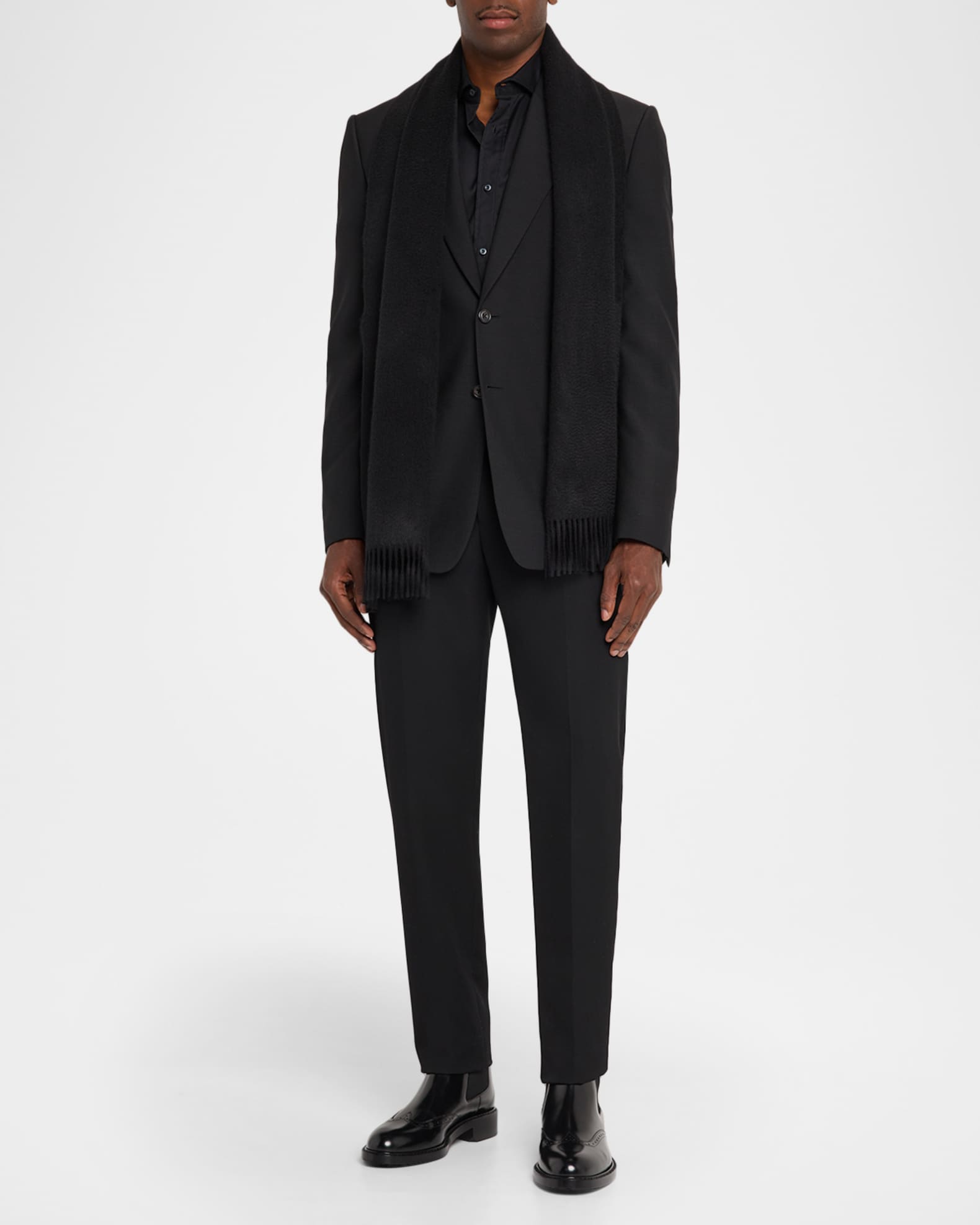 ZEGNA Men's Oasi Cashmere Leather-Label Scarf | Neiman Marcus