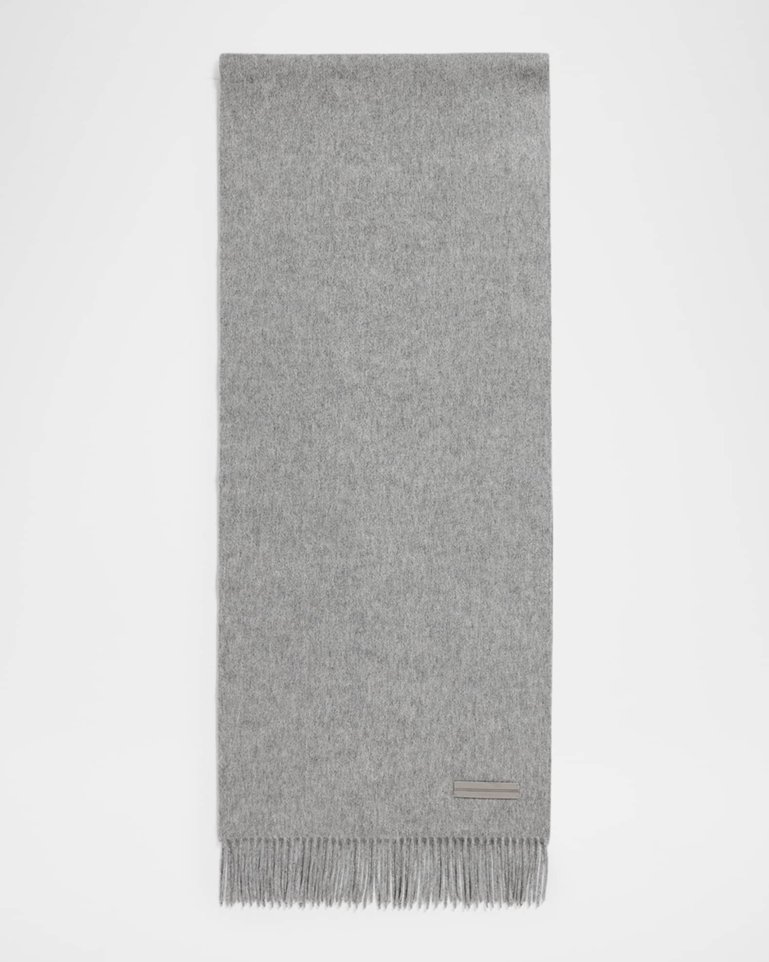 ZEGNA Men's Oasi Cashmere Scarf with Leather Brand Mark | Neiman Marcus