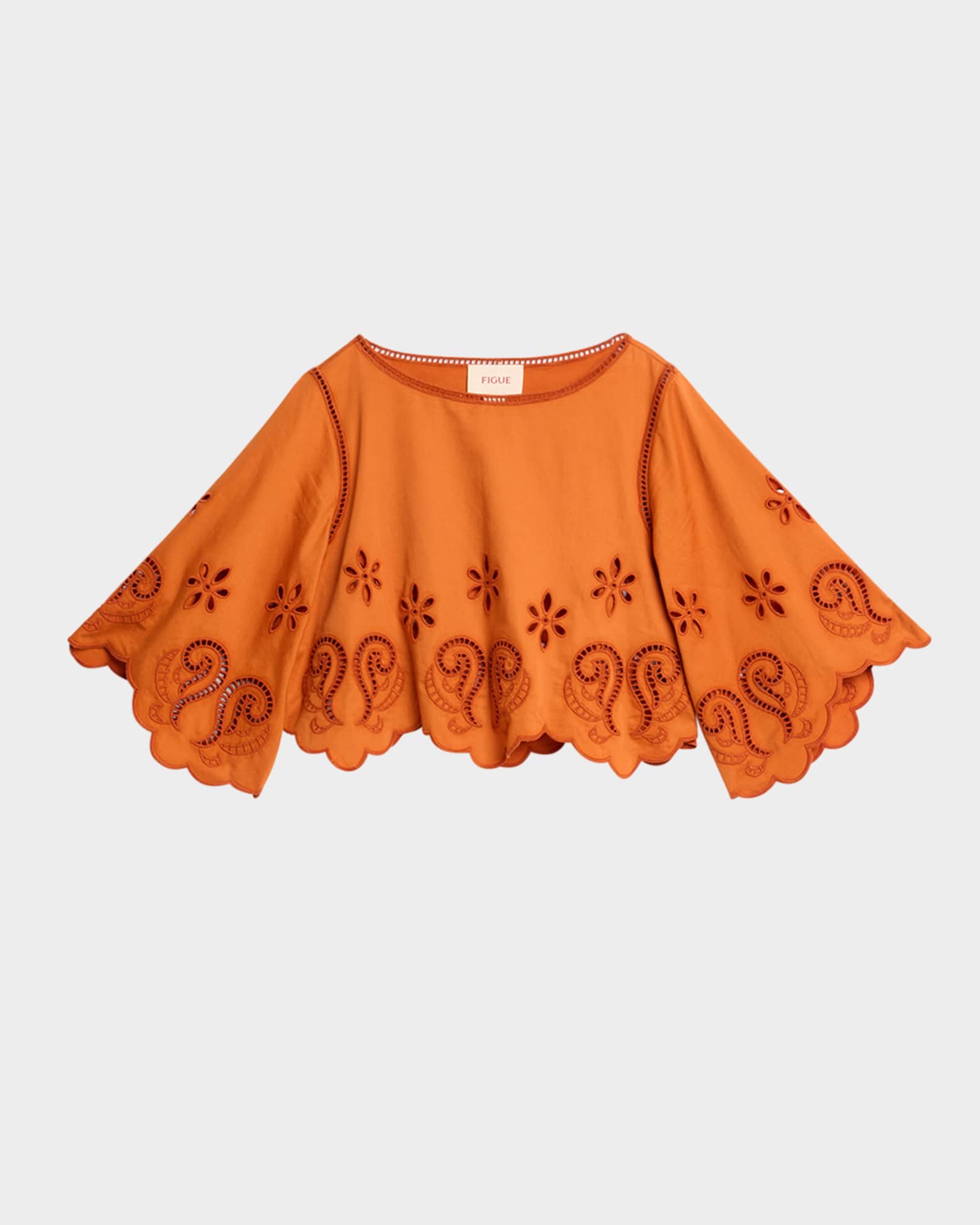 Figue Seline Broderie Anglaise Crop Top | Neiman Marcus