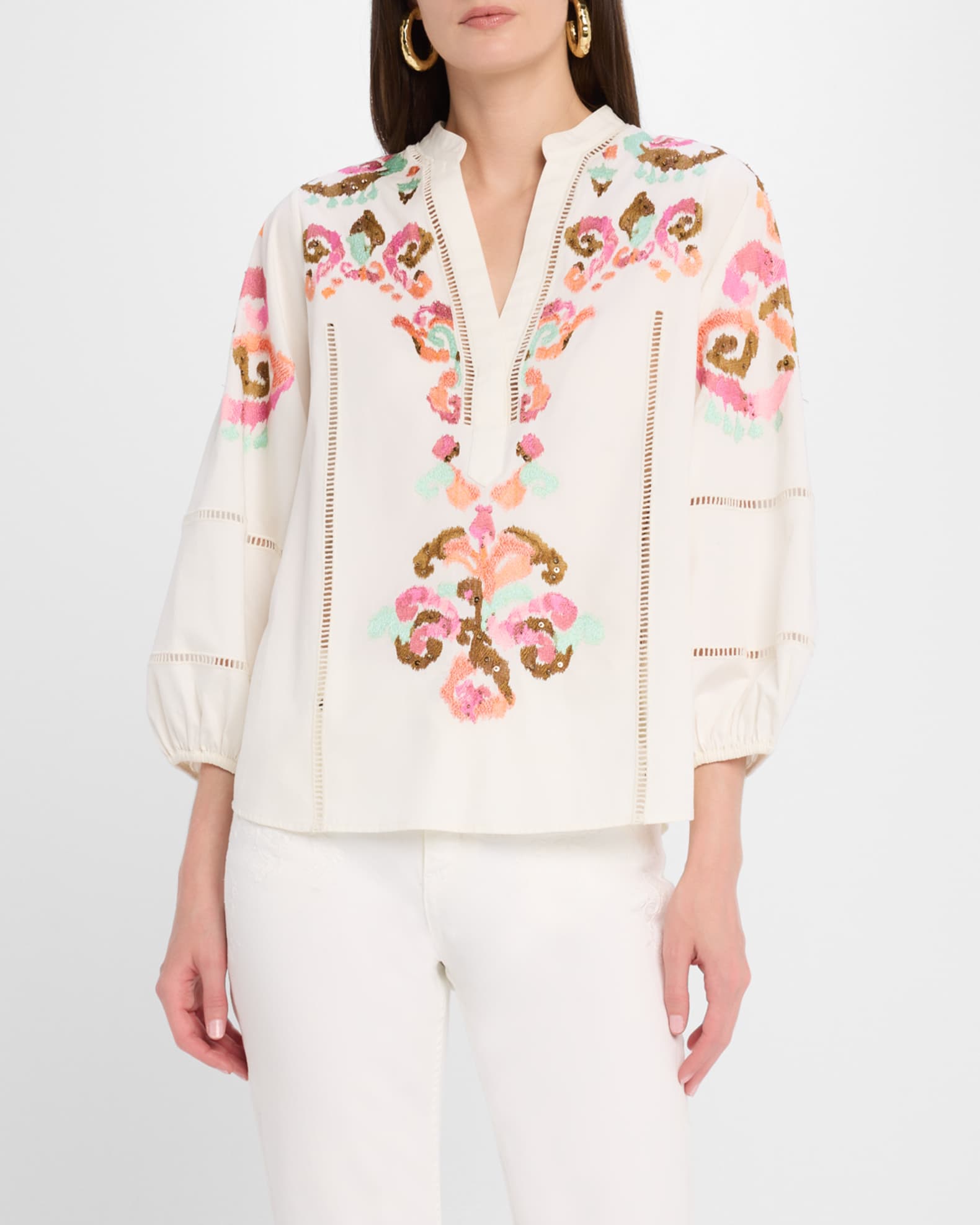 Figue Rylie Embroidered Peasant Top | Neiman Marcus