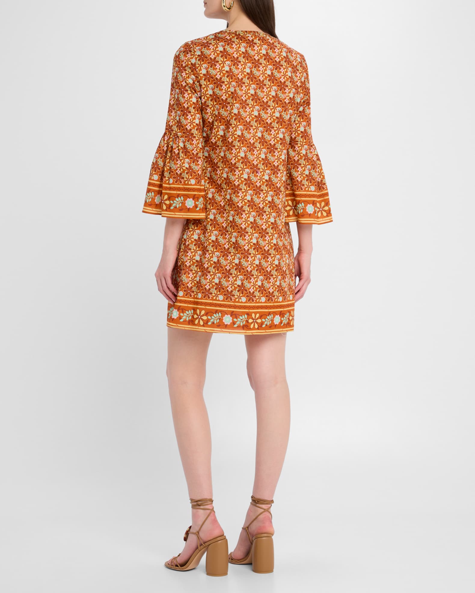 Figue Cortney Floral Flare-Sleeve Mini Dress | Neiman Marcus