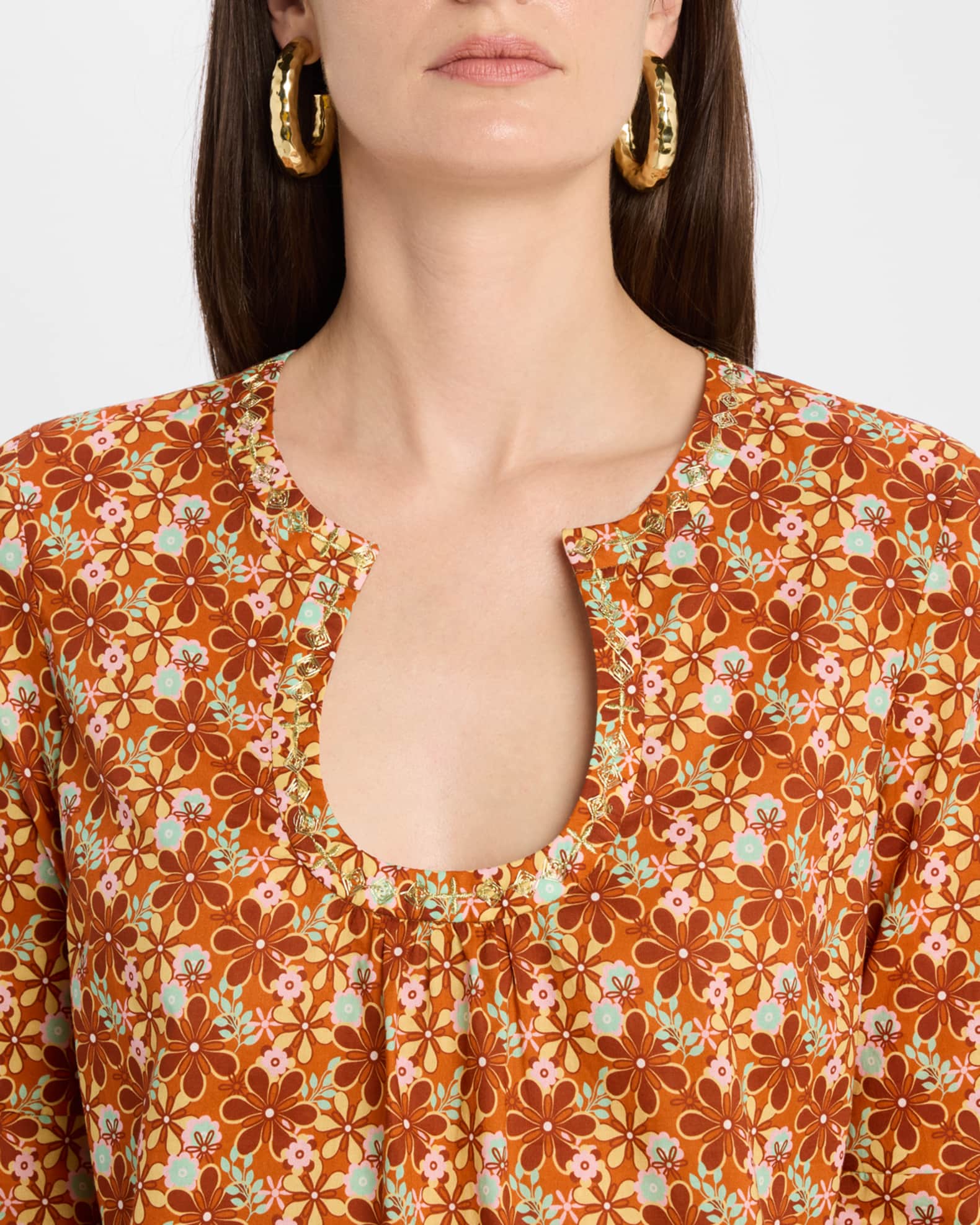 Figue Cortney Floral Flare-Sleeve Mini Dress | Neiman Marcus