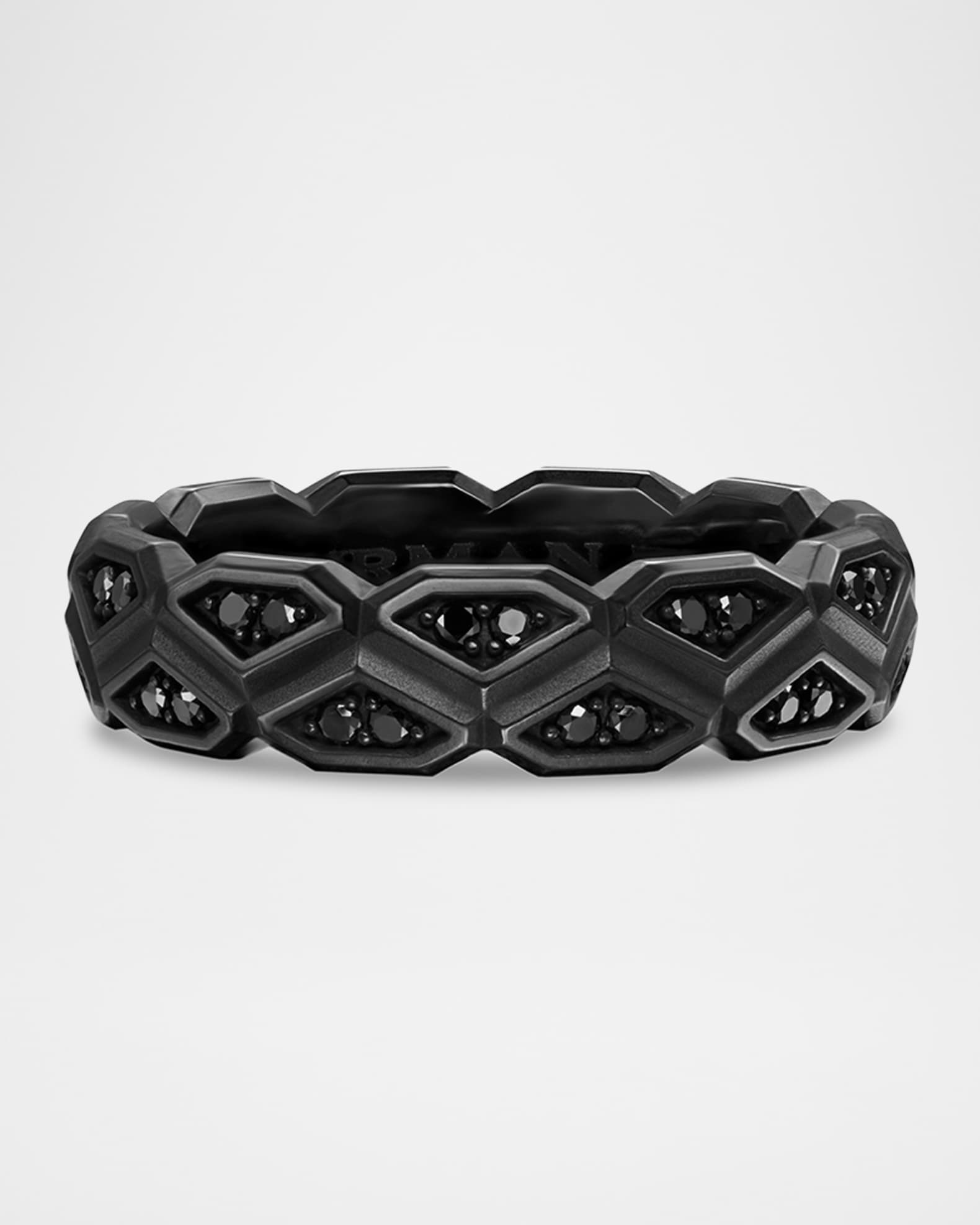 Men's Hex Band Ring in Black Titanium with Black Diamonds | Neiman Marcus