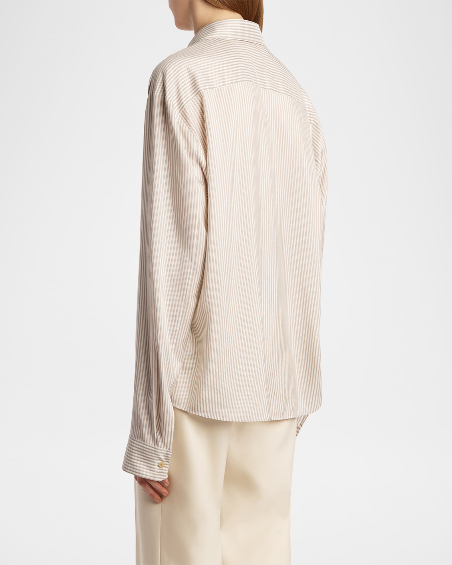 Khaite Argo Stripe Silk Shirt | Neiman Marcus