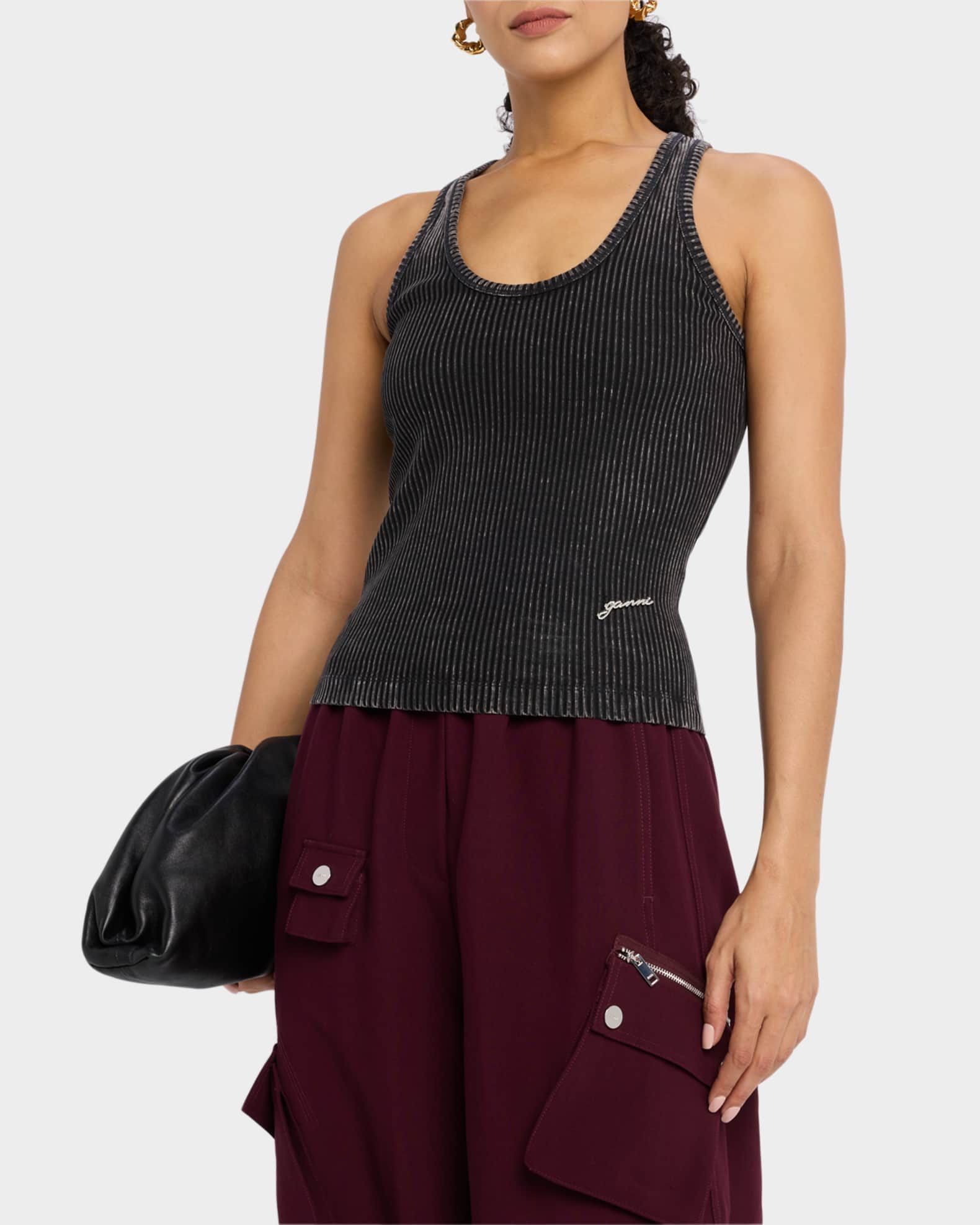 Ganni Heavy Rib Jersey Tank Top | Neiman Marcus