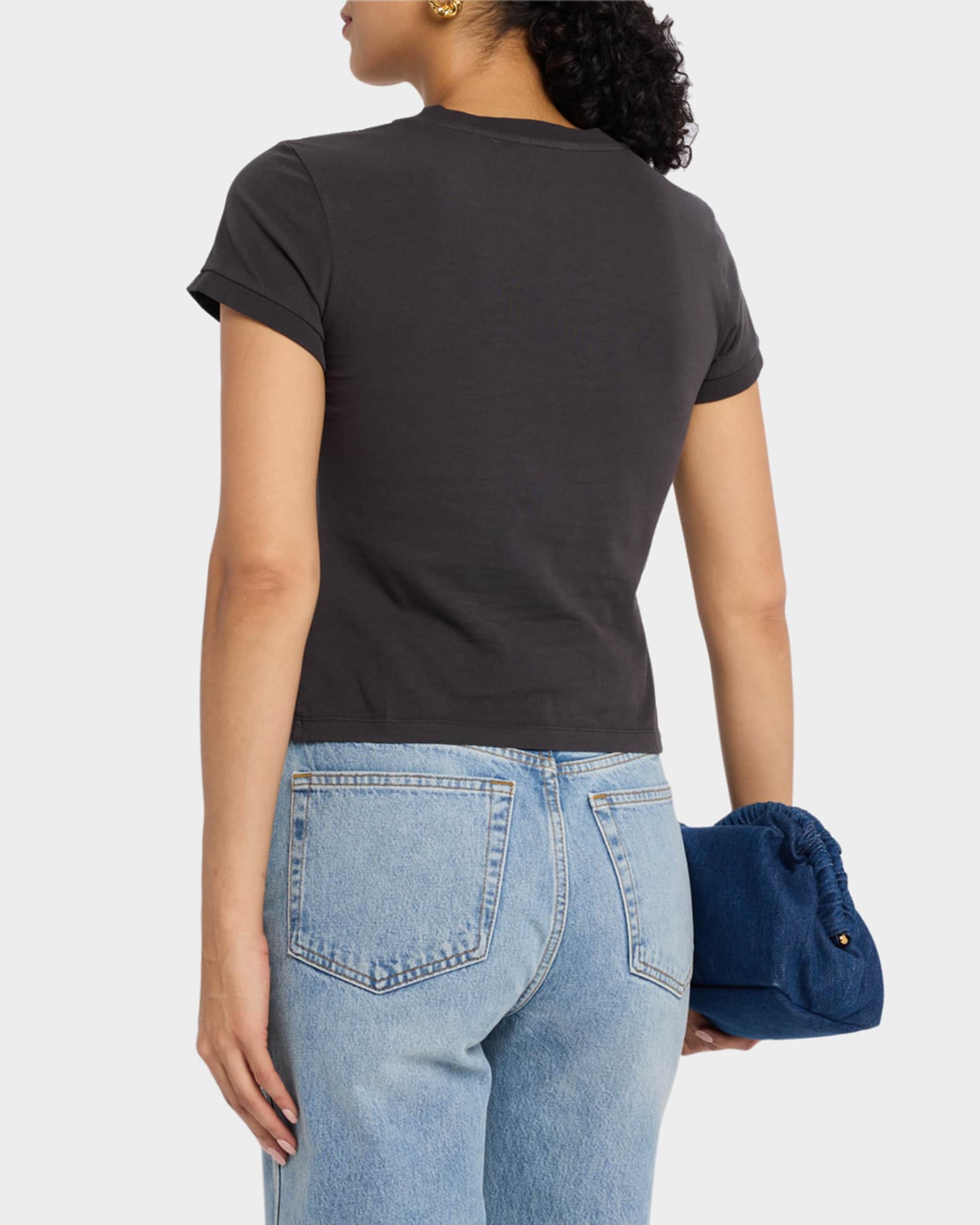 Ganni Crewneck Poodle Logo Baby Tee | Neiman Marcus