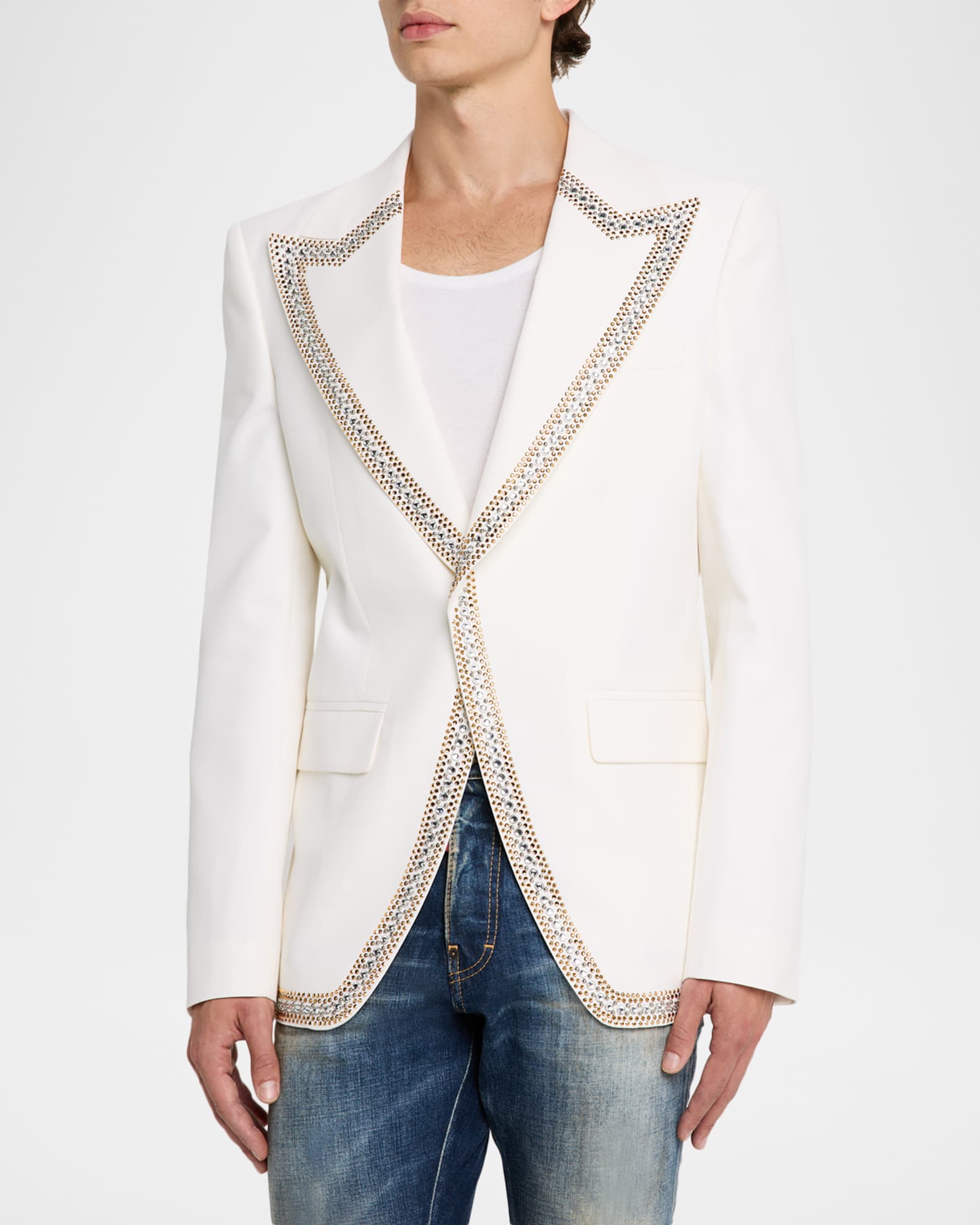 Dsquared2 Men's 70s Glam Stud-Trim Blazer | Neiman Marcus
