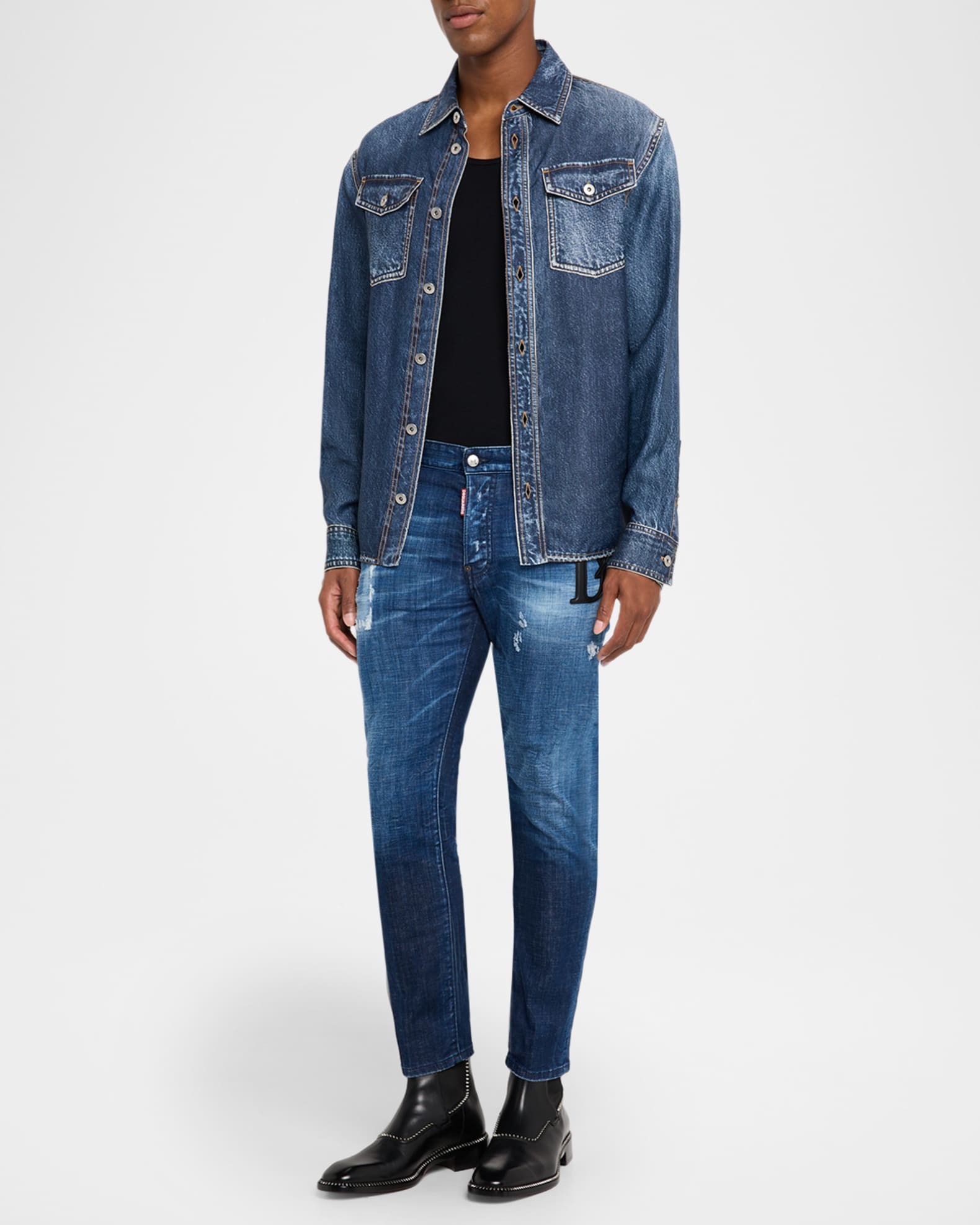 Dsquared2 Men's Slim Distressed Skater Jeans | Neiman Marcus