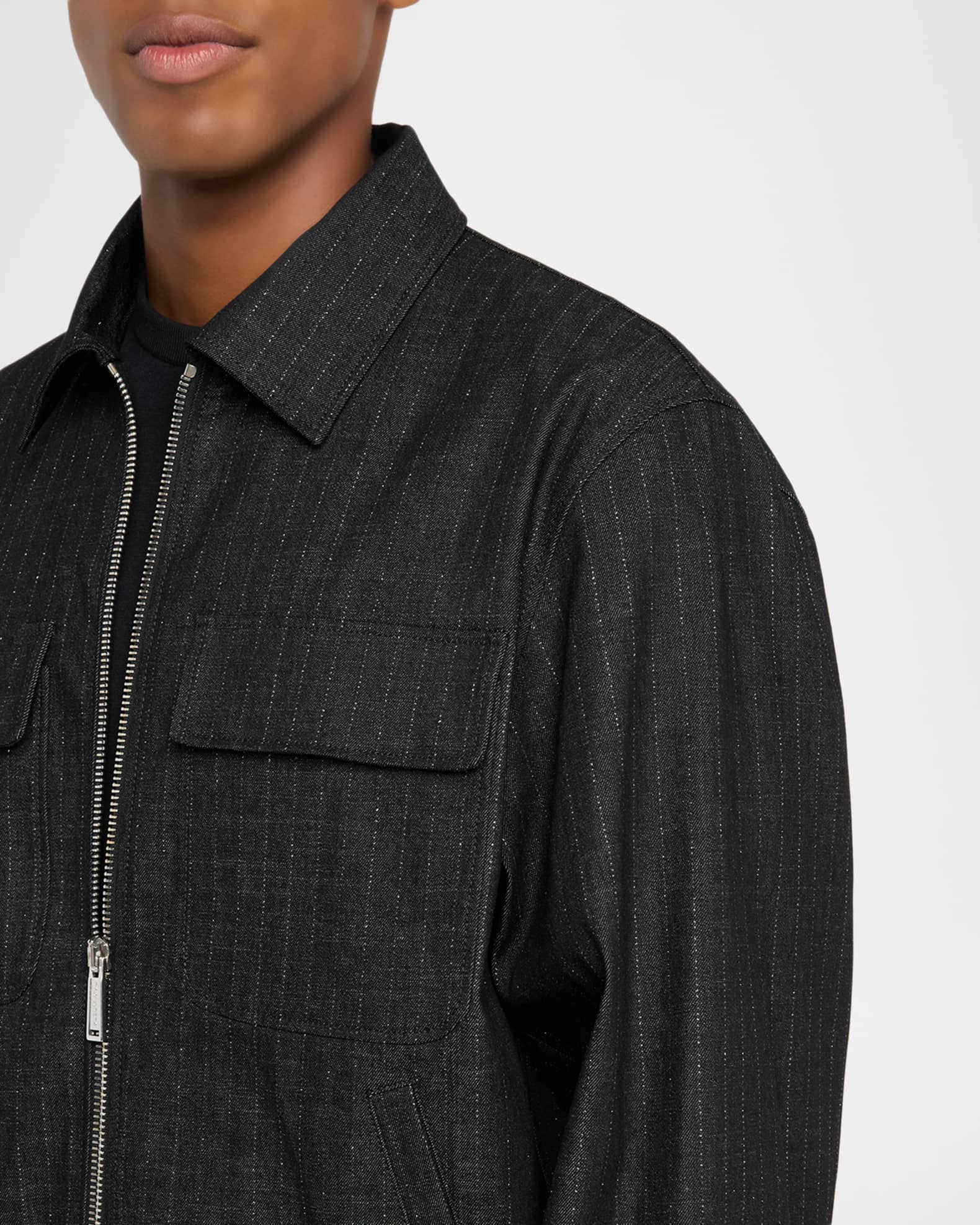 Dsquared2 Men's Denim Pinstripe Zip Jacket | Neiman Marcus