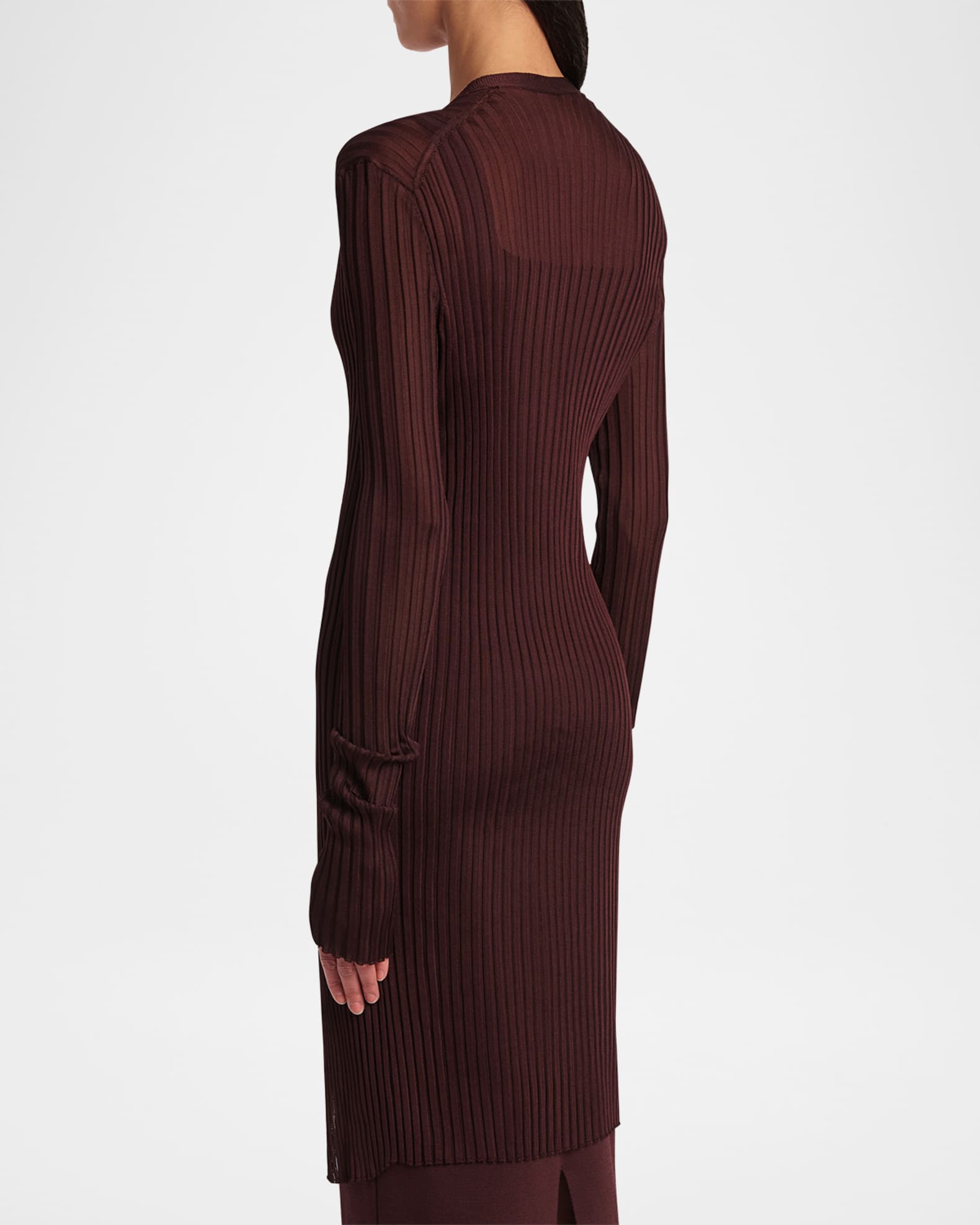 Khaite Ramon Wide Rib V-Neck Long Cardigan | Neiman Marcus