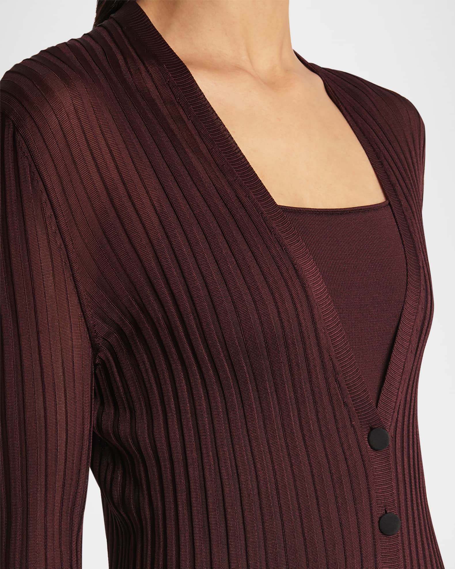 Khaite Ramon Wide Rib V-Neck Long Cardigan | Neiman Marcus