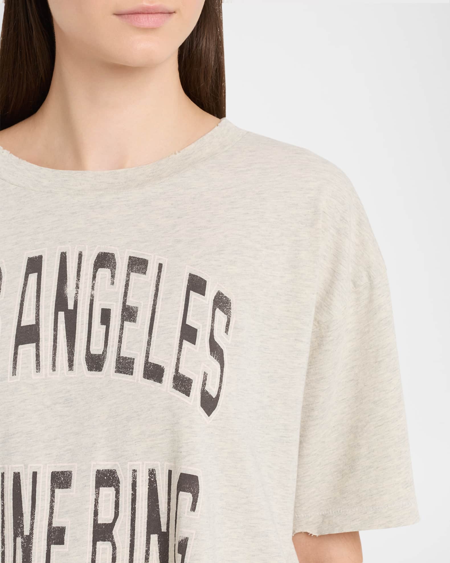 ANINE BING Johnny Logo-Print Cropped T-Shirt | Neiman Marcus