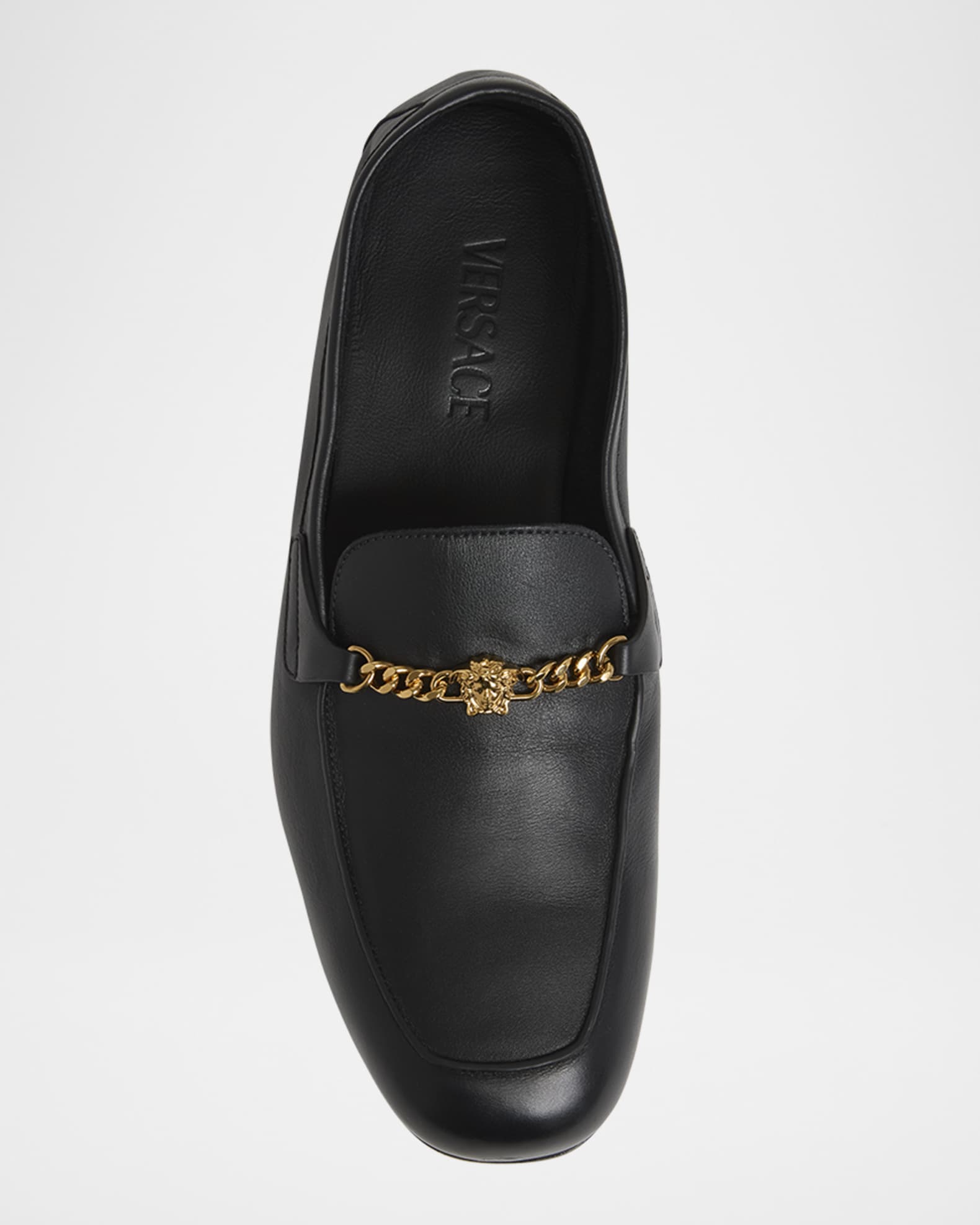 Versace Men's Leather Medusa-Chain Loafers | Neiman Marcus
