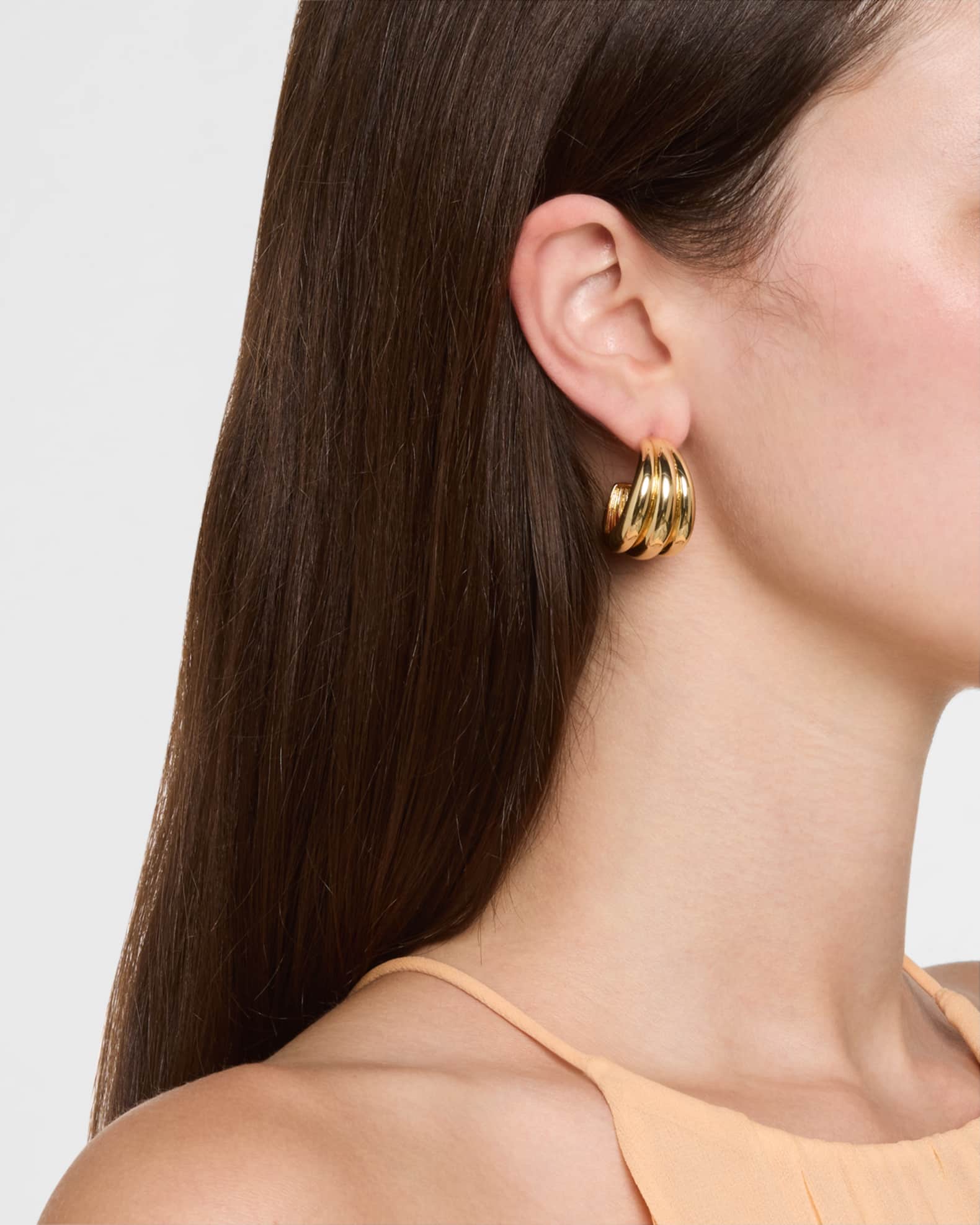 BaubleBar Yvette Golden Hoop Earrings | Neiman Marcus