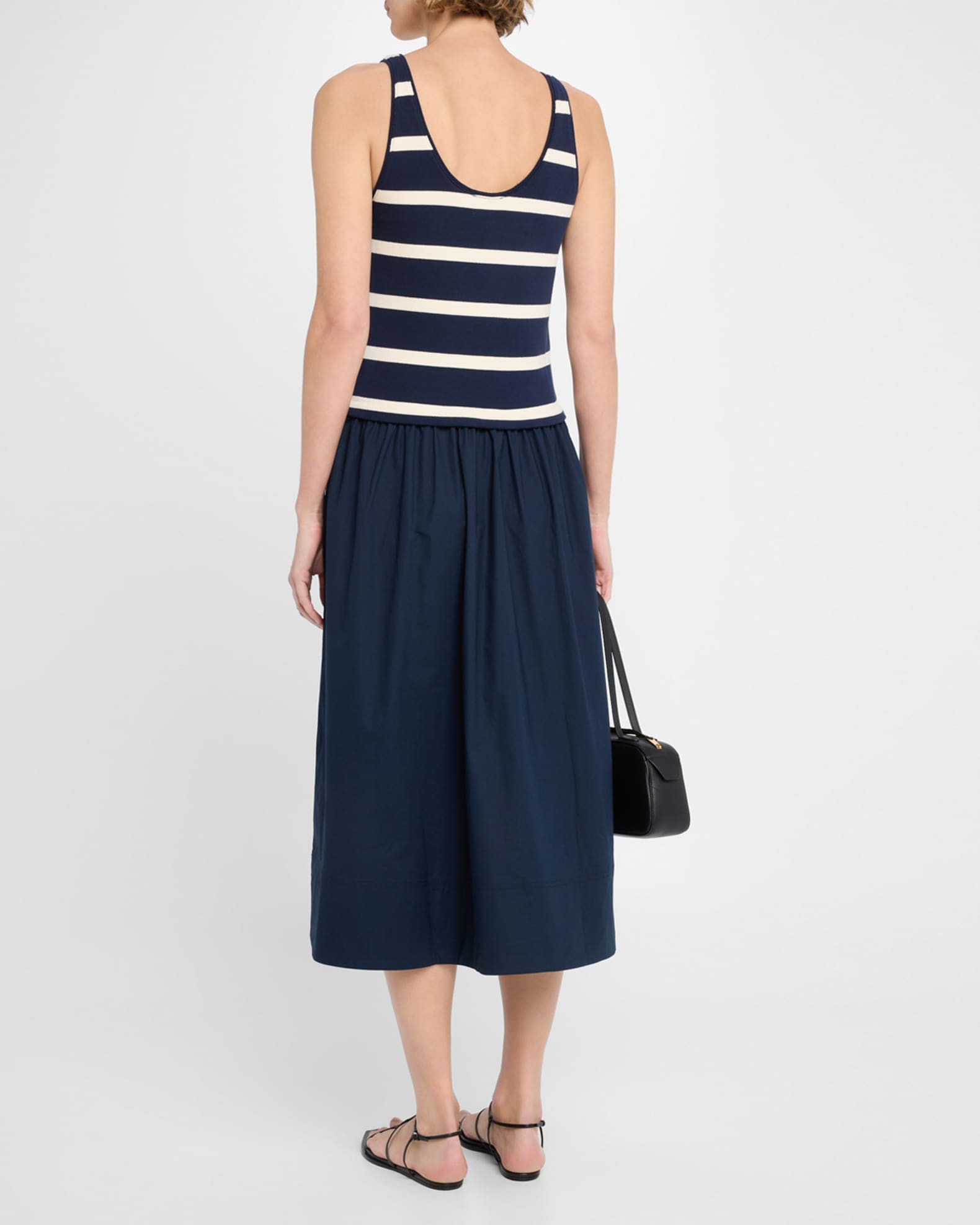 Tanya Taylor Amber Stripe Drop-Waist Midi Dress | Neiman Marcus