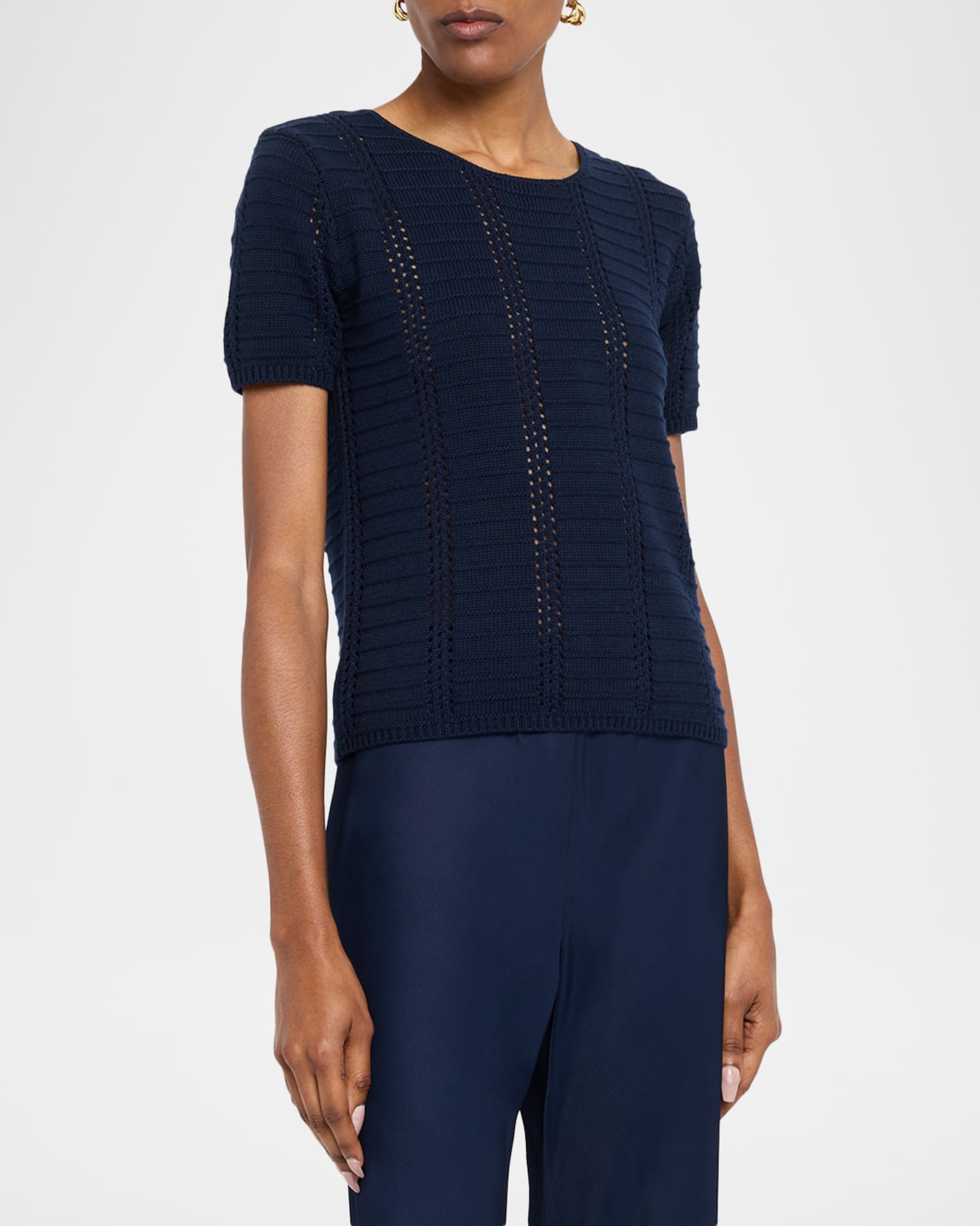 Sablyn Jayden Shrunken Short-Sleeve Knit Top | Neiman Marcus