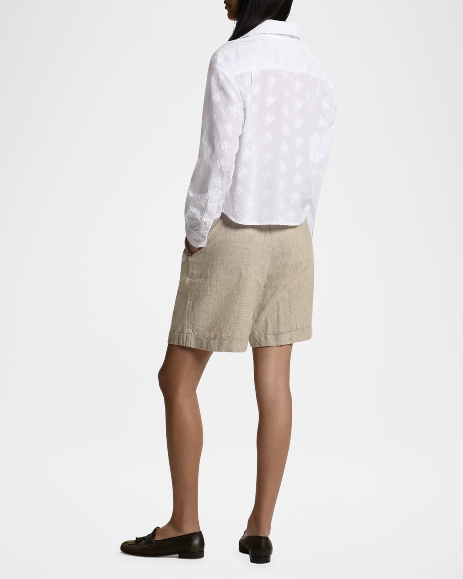 CISSA The Shorty Floral-Embroidered Shirt | Neiman Marcus