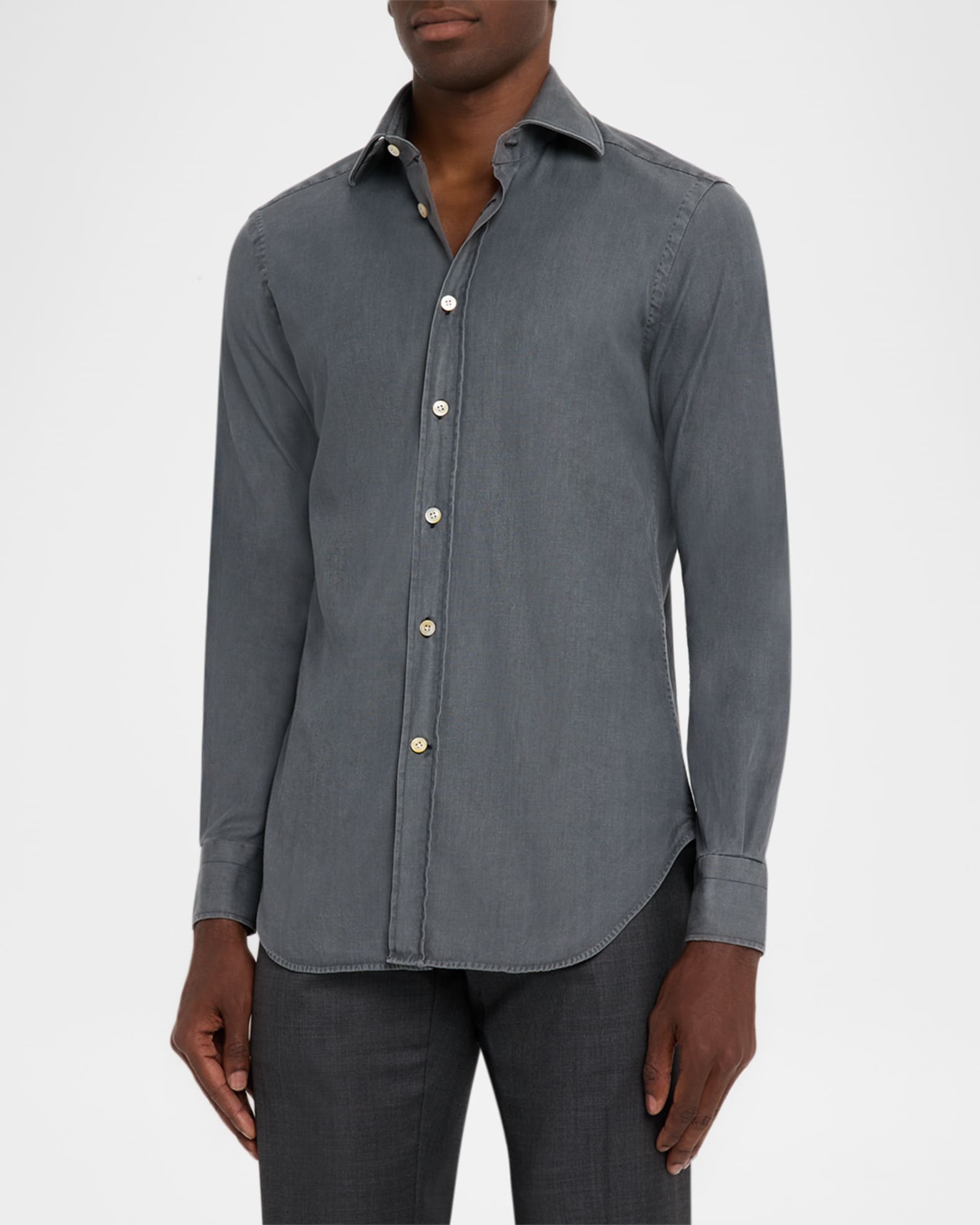 Kiton Men's Denim Wash Classic-Fit Sport Shirt | Neiman Marcus