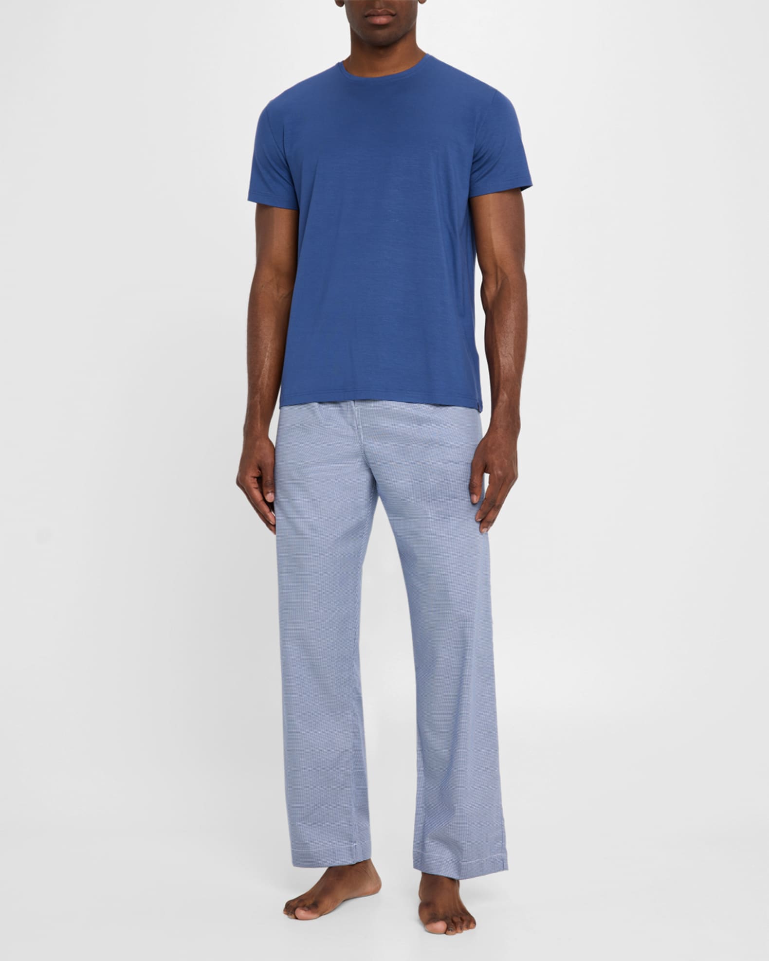 Derek Rose Men's Barker Micro Houndstooth Cotton Lounge Pants | Neiman ...