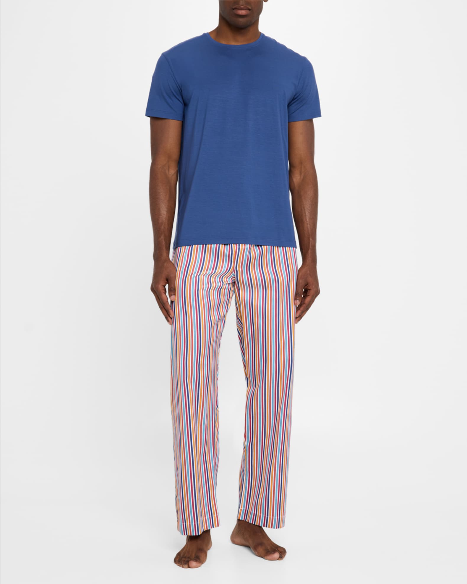 Derek Rose Men's Wellington Multi-Color Stripe Lounge Pants | Neiman Marcus