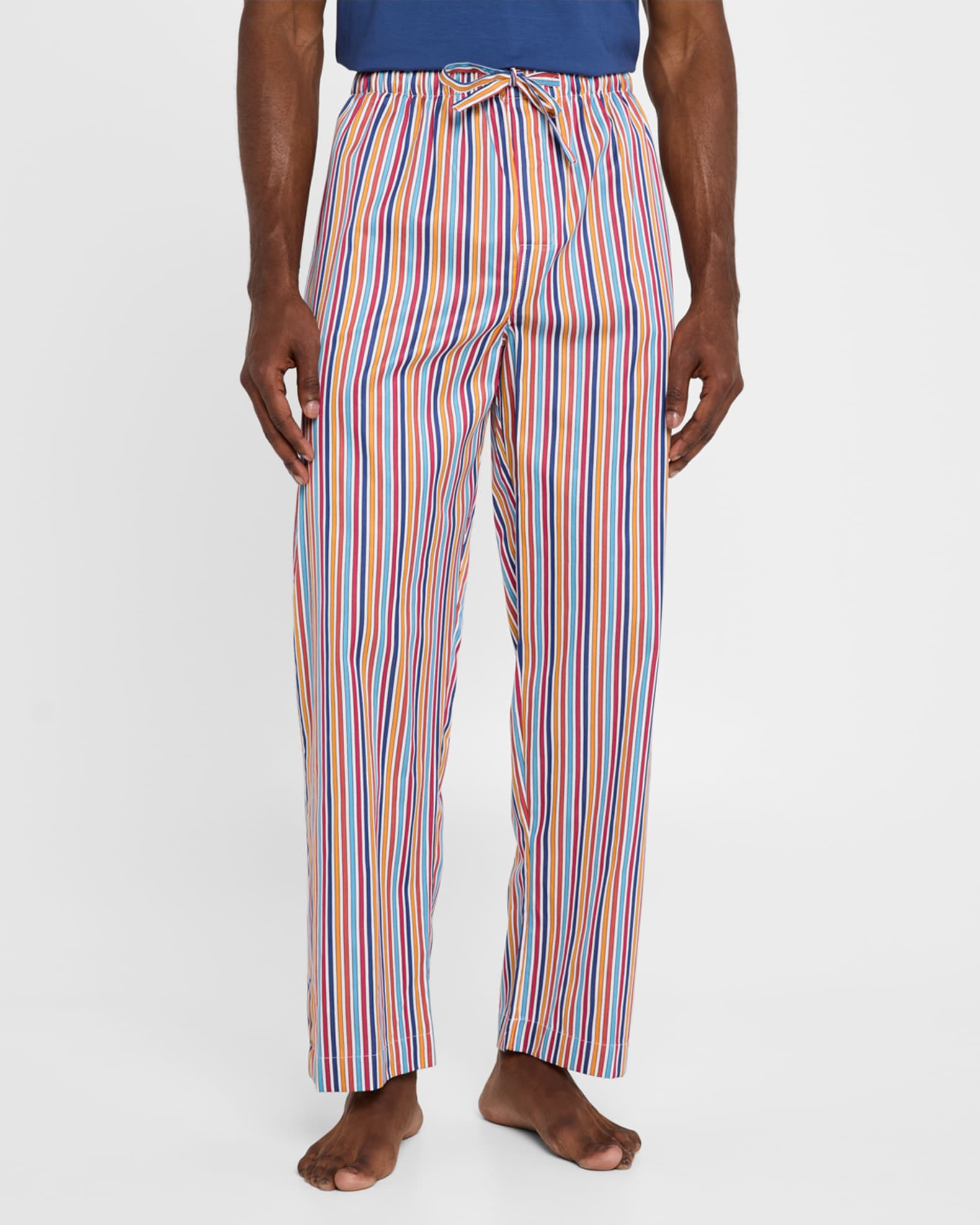 Derek Rose Men's Wellington Multi-Color Stripe Lounge Pants | Neiman Marcus