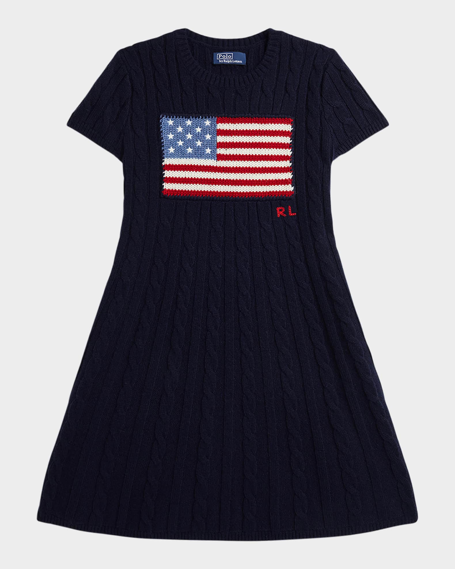Girl's Cashmere Cable Flag Dress | Neiman Marcus